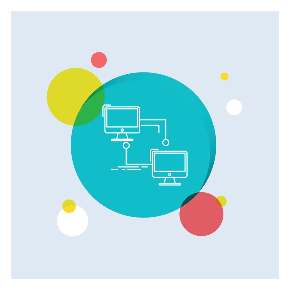 local. lan. connection. sync. computer White Line Icon colorful Circle Background 12964395 ...