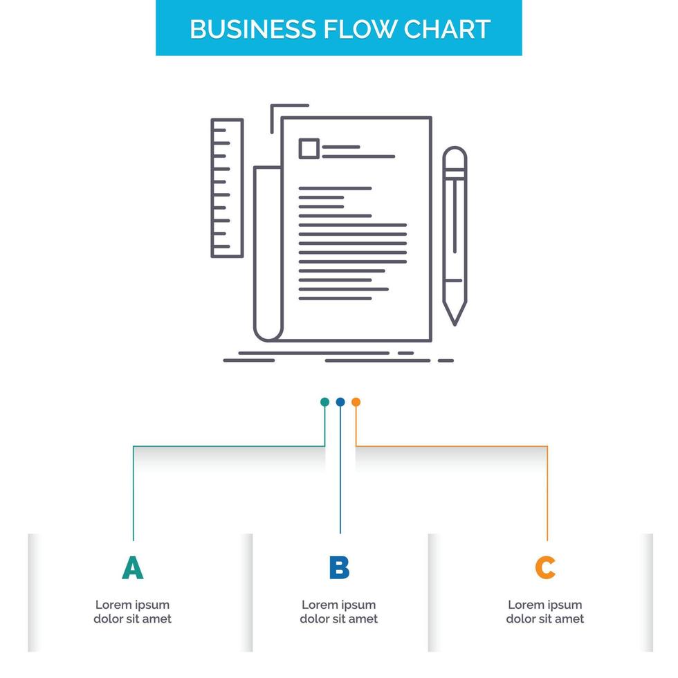 Code Coding File Programming Script Business Flow Chart Design With 3 Steps Line Icon For