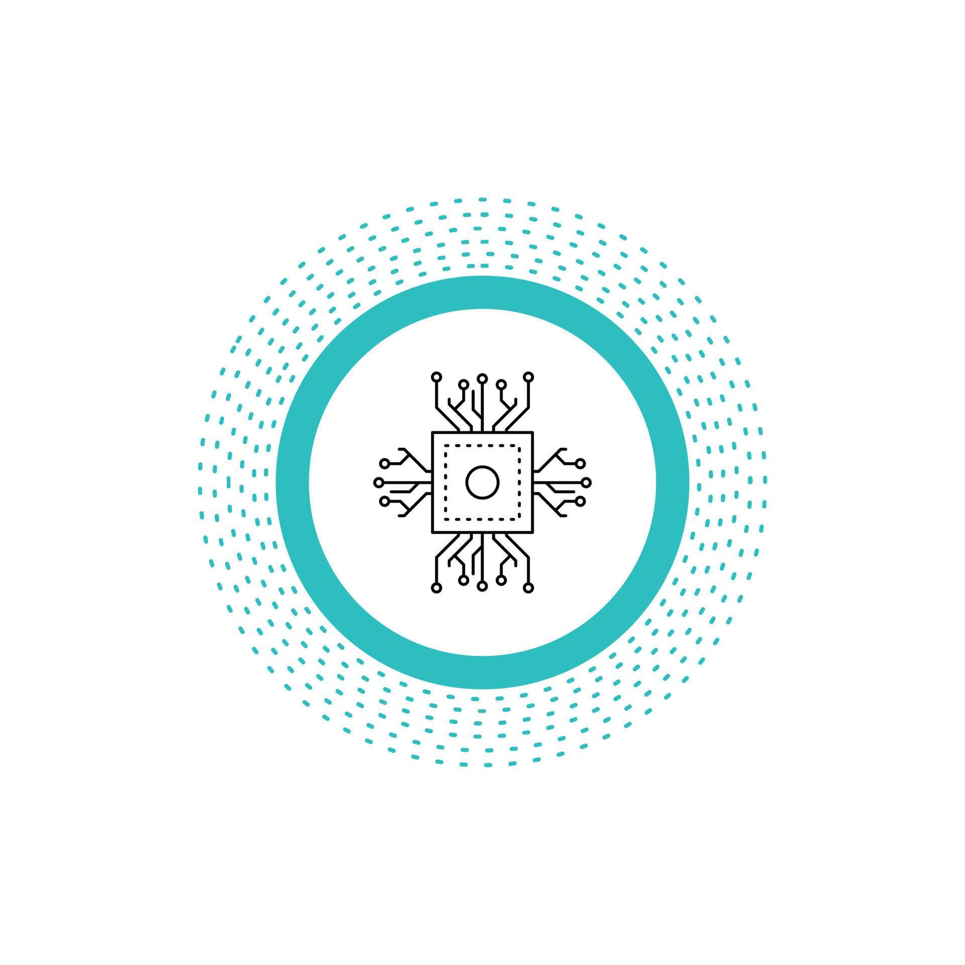 Chip Cpu Microchip Processor Technology Line Icon Vector Isolated