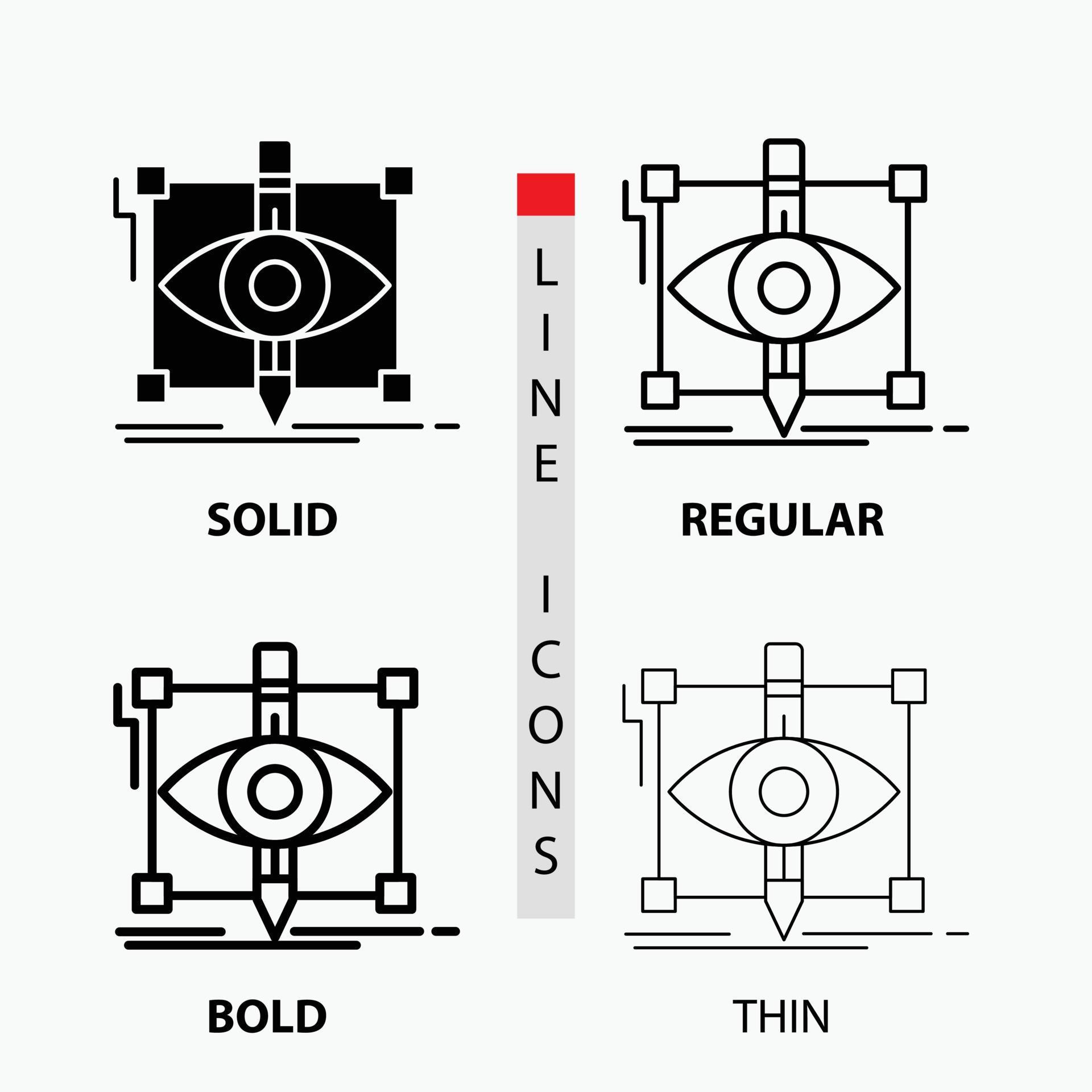 design. draft. sketch. sketching. visual Icon in Thin. Regular. Bold Line and Glyph Style ...