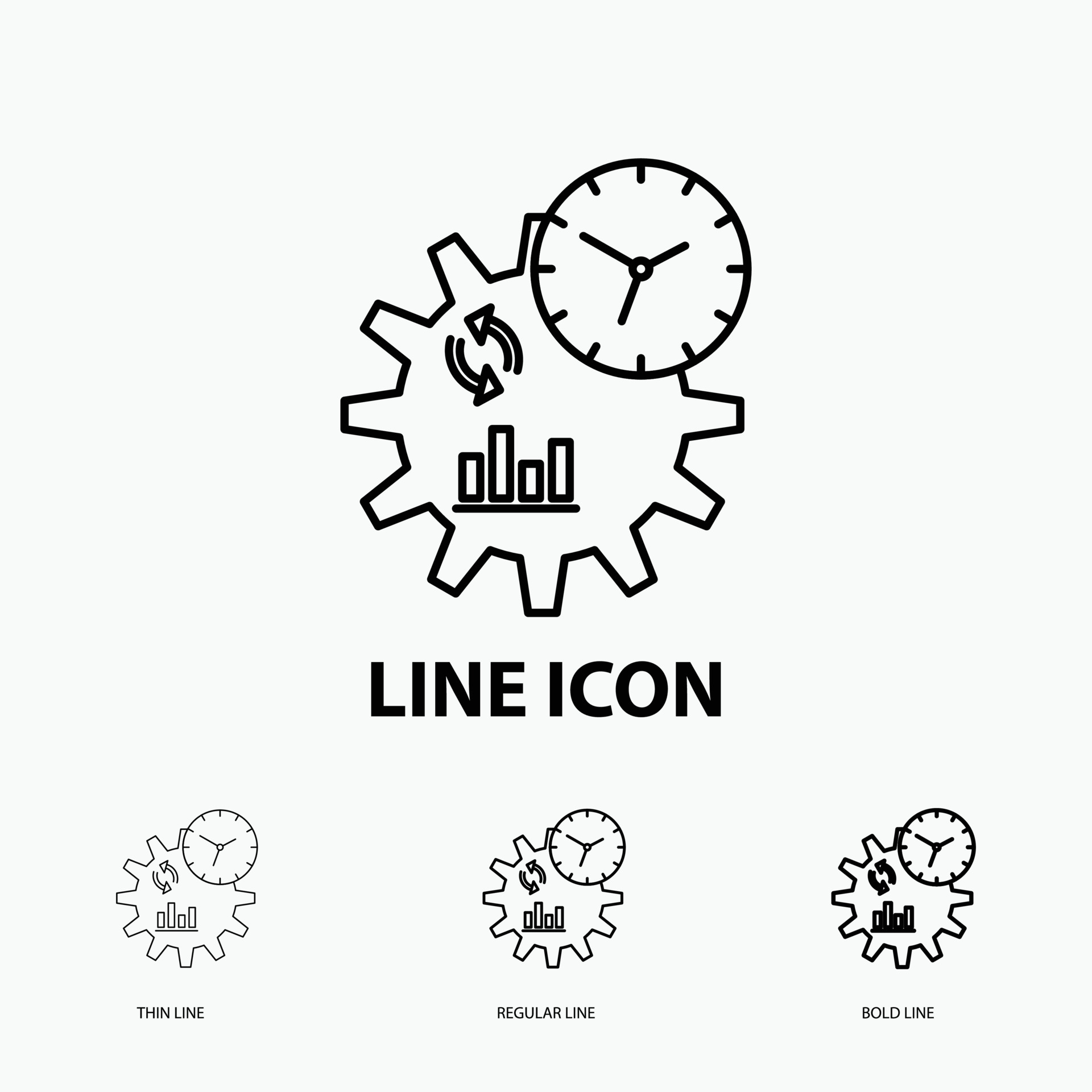 Business Engineering Management Process Icon In Thin Regular And Bold Line Style Vector