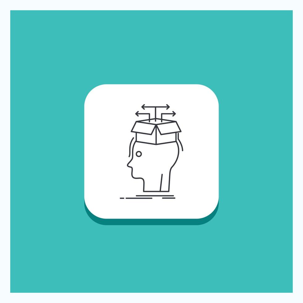 Round Button For Data Extraction Head Knowledge Sharing Line Icon