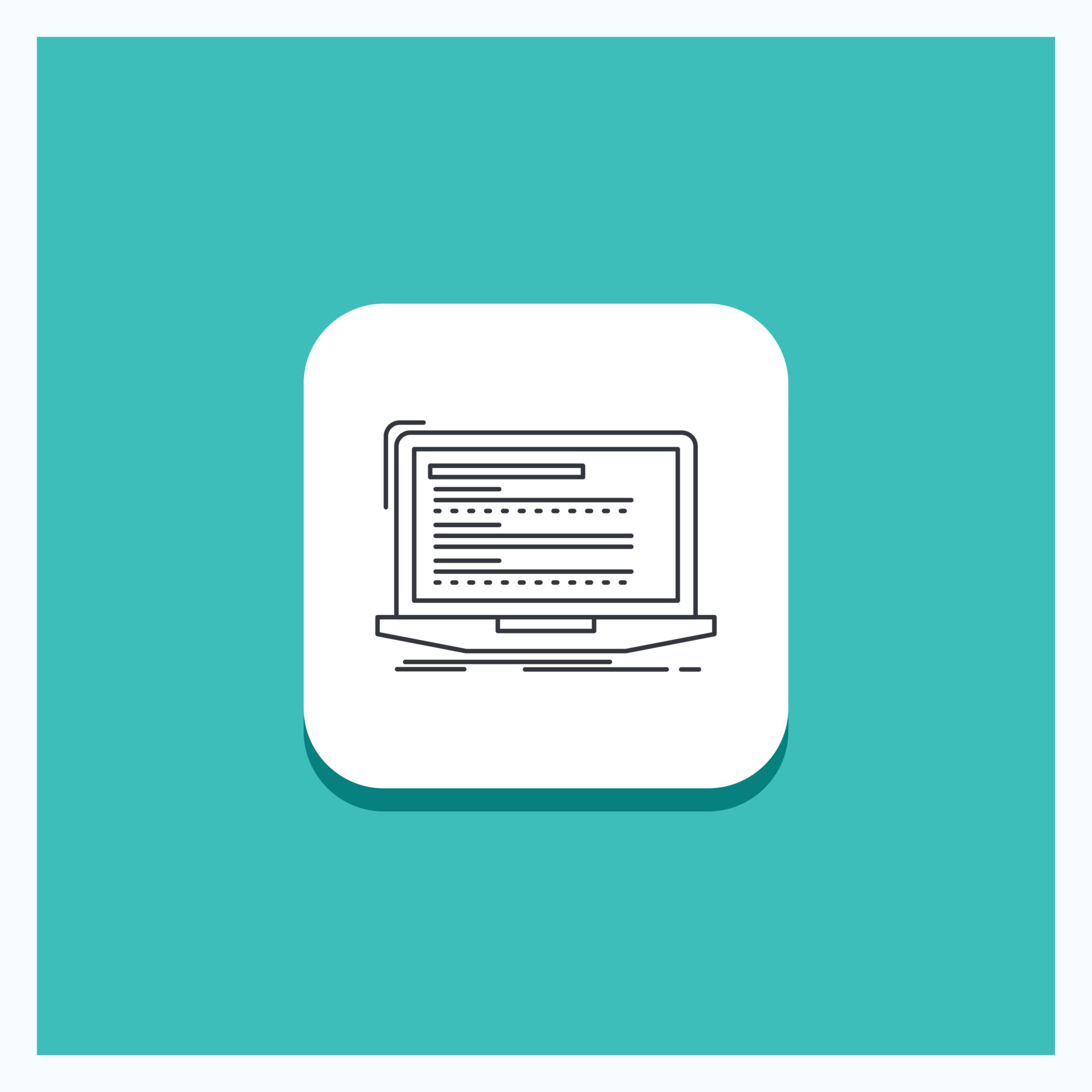 Round Button For Code Coding Computer Monoblock Laptop Line Icon