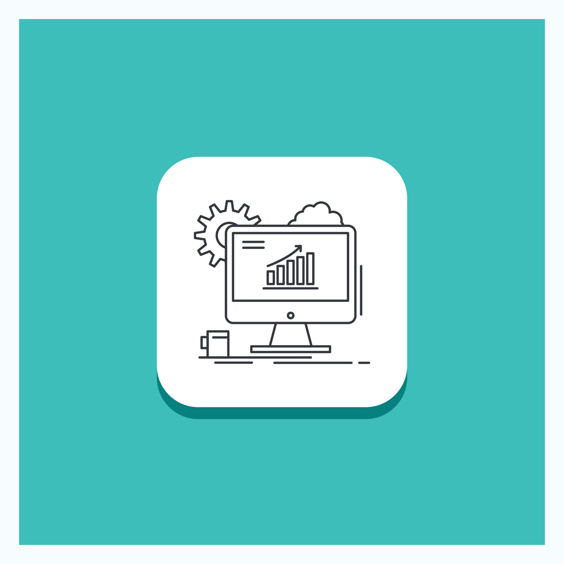 Round Button for Analytics. chart. seo. web. Setting Line icon Turquoise Background 12964611 ...