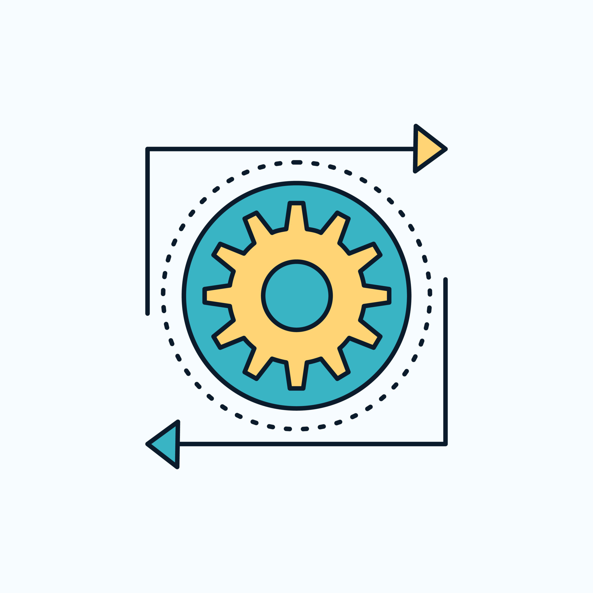 Business. gear. management. operation. process Flat Icon. green and ...