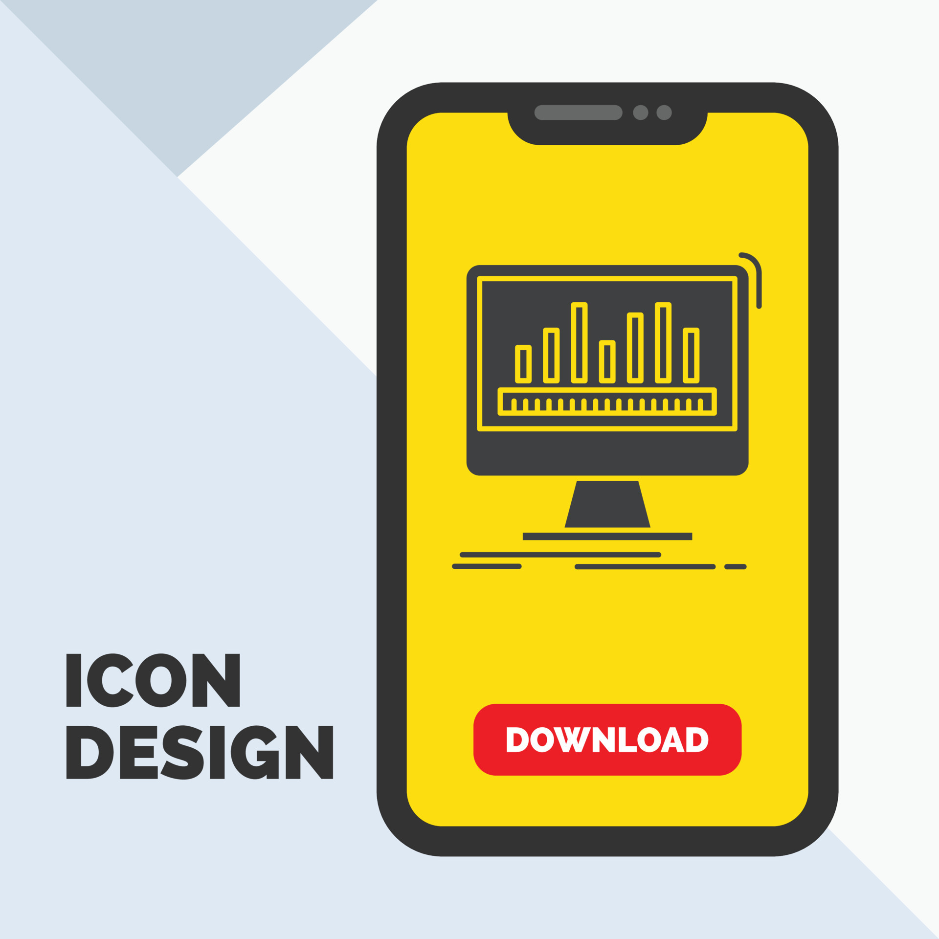 analytics. processing. dashboard. data. stats Glyph Icon in Mobile for Download Page. Yellow ...