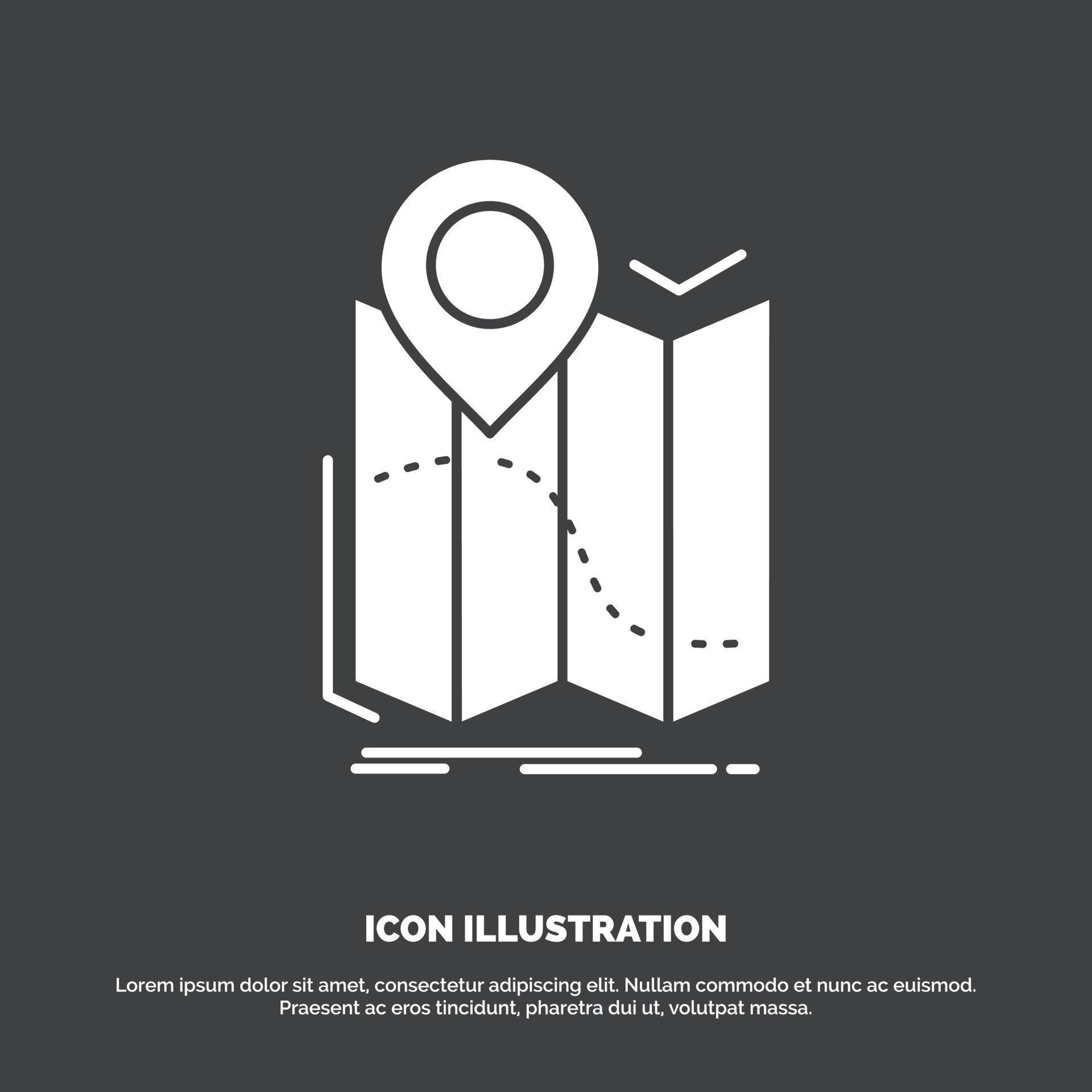 Gps Location Map Navigation Route Icon Glyph Vector Symbol For Ui