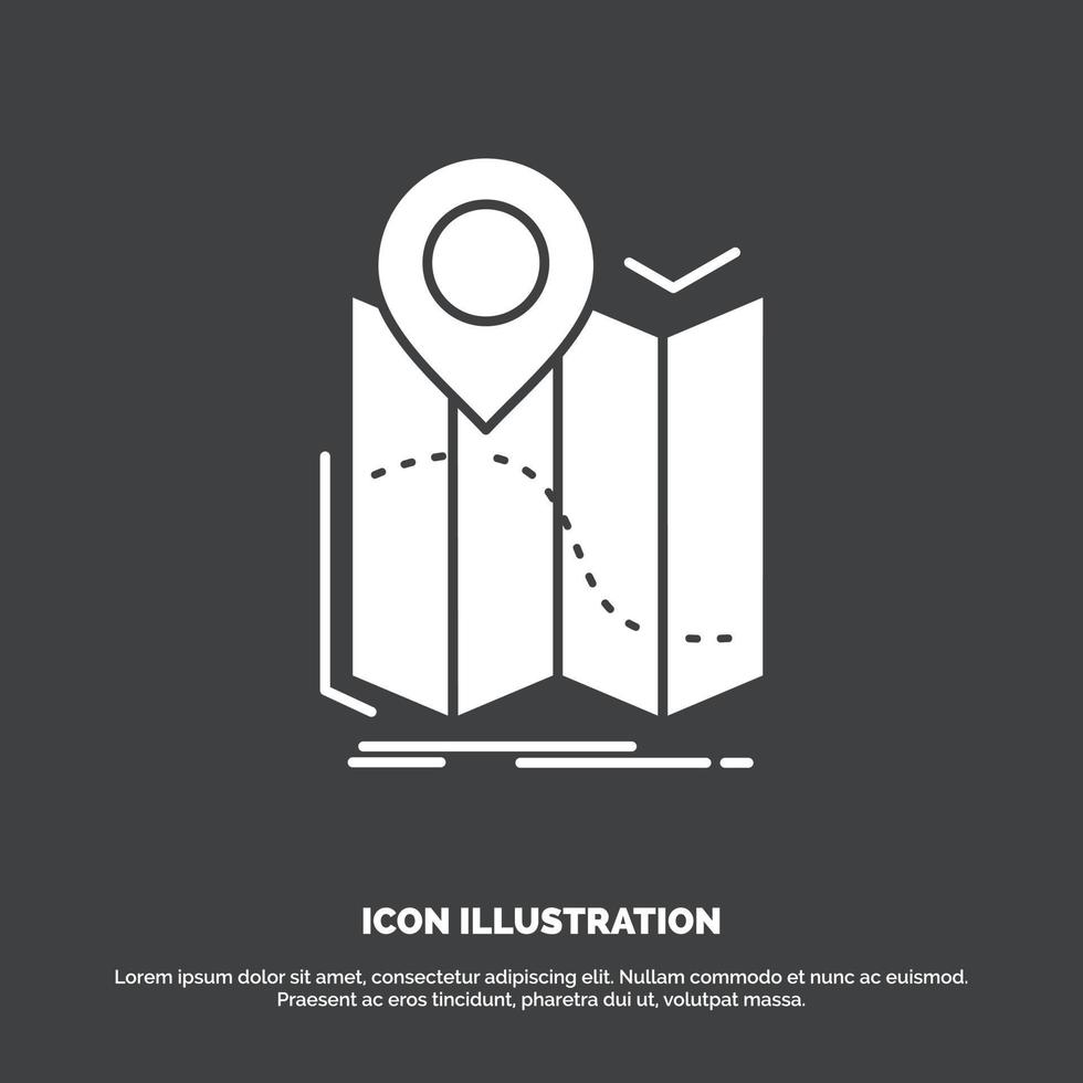 Gps Location Map Navigation Route Icon Glyph Vector Symbol For Ui