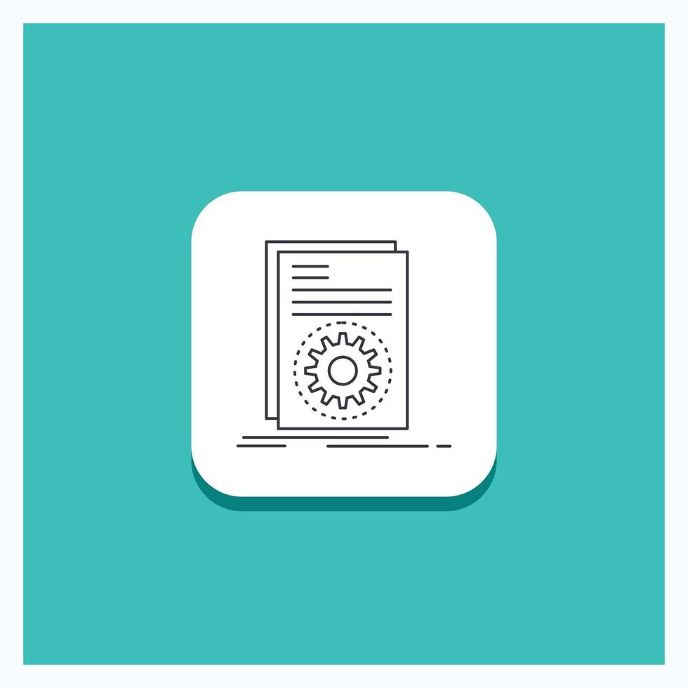 Round Button For Code Executable File Running Script Line Icon Turquoise Background 12964770