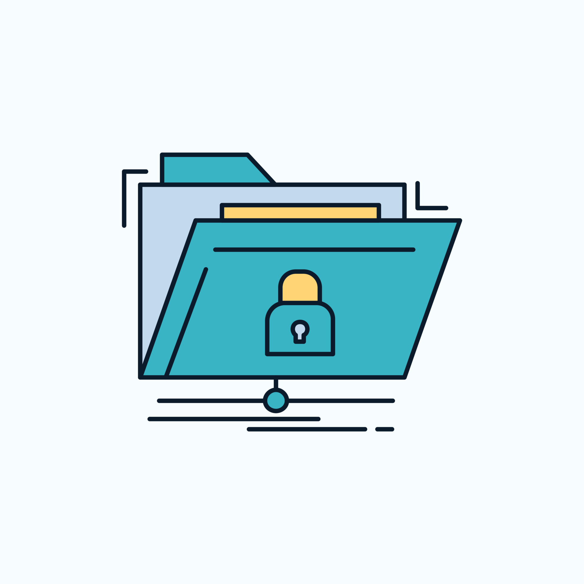 encryption. files. folder. network. secure Flat Icon. green and Yellow sign and symbols for ...