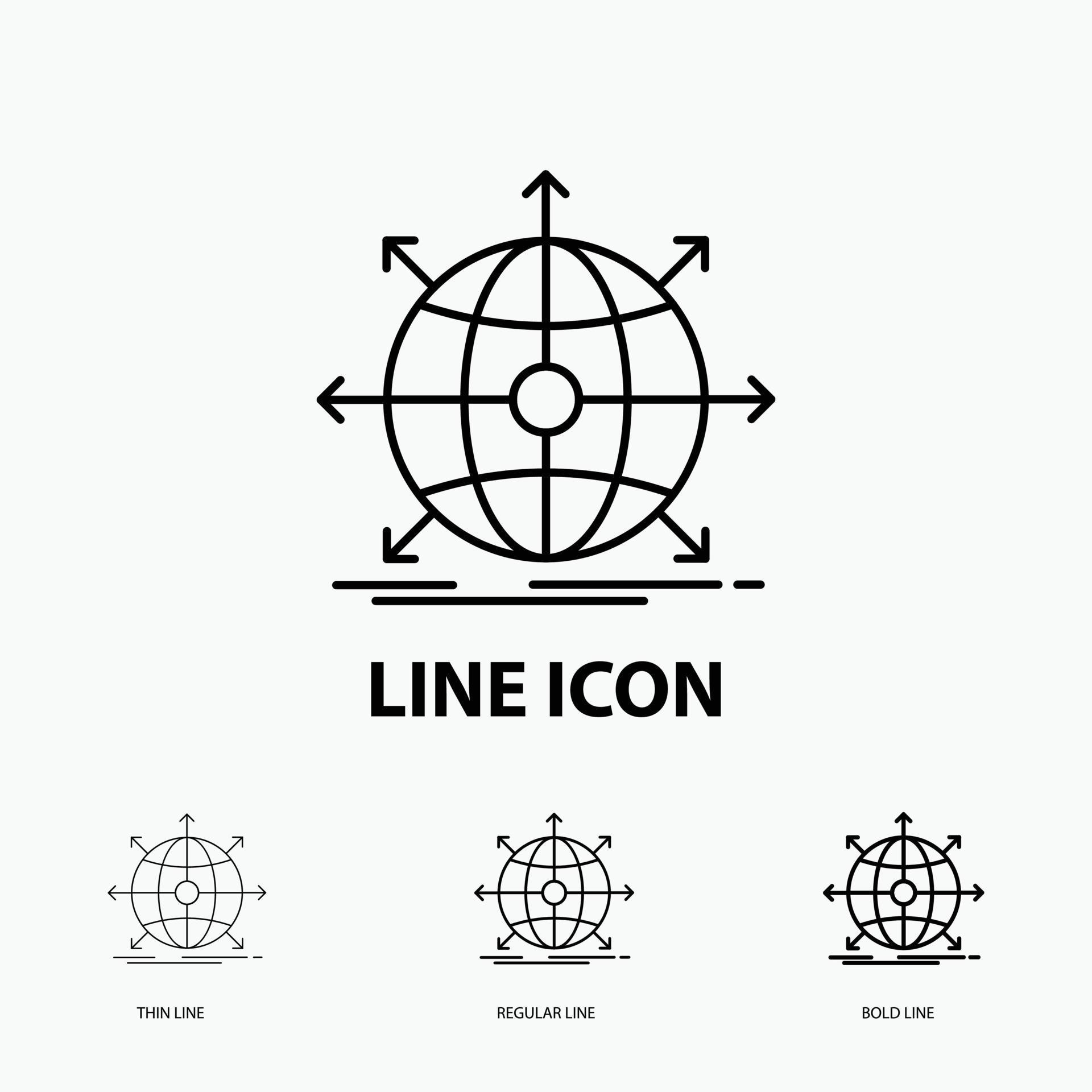 Business Global International Network Web Icon In Thin Regular And Bold Line Style Vector