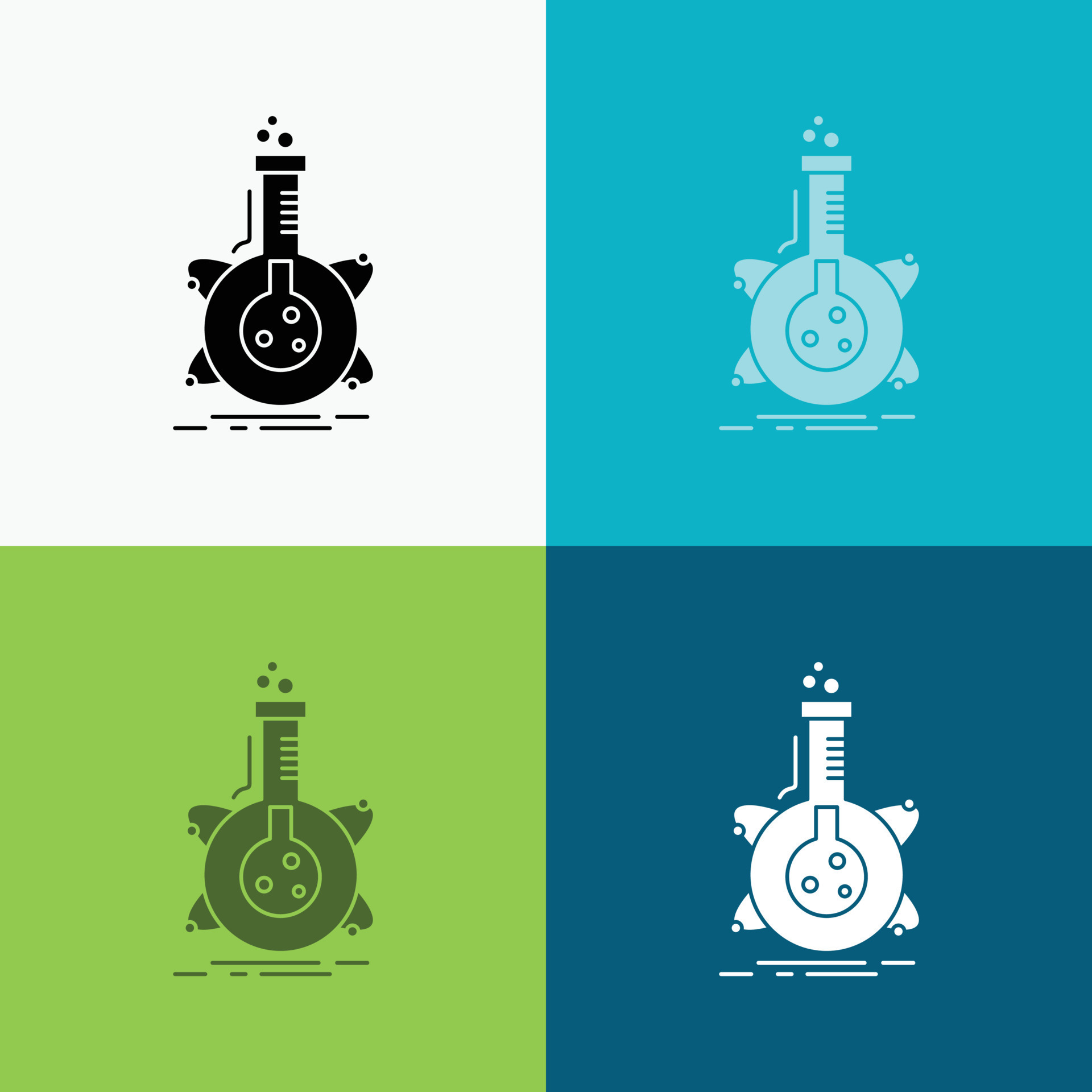 Research Laboratory Flask Tube Development Icon Over Various Background Glyph Style Design