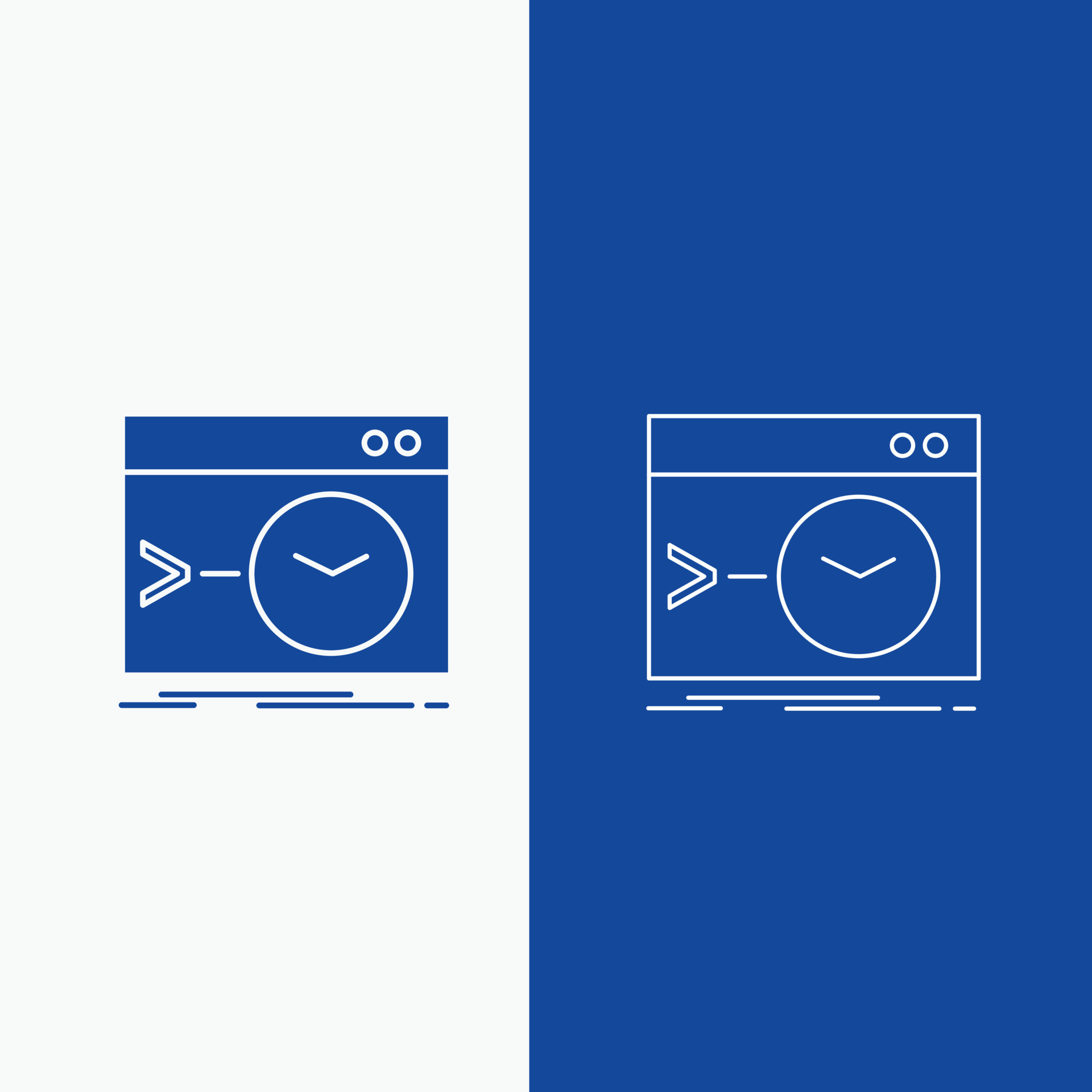 Admin. command. root. software. terminal Line and Glyph web Button in Blue color Vertical Banner ...
