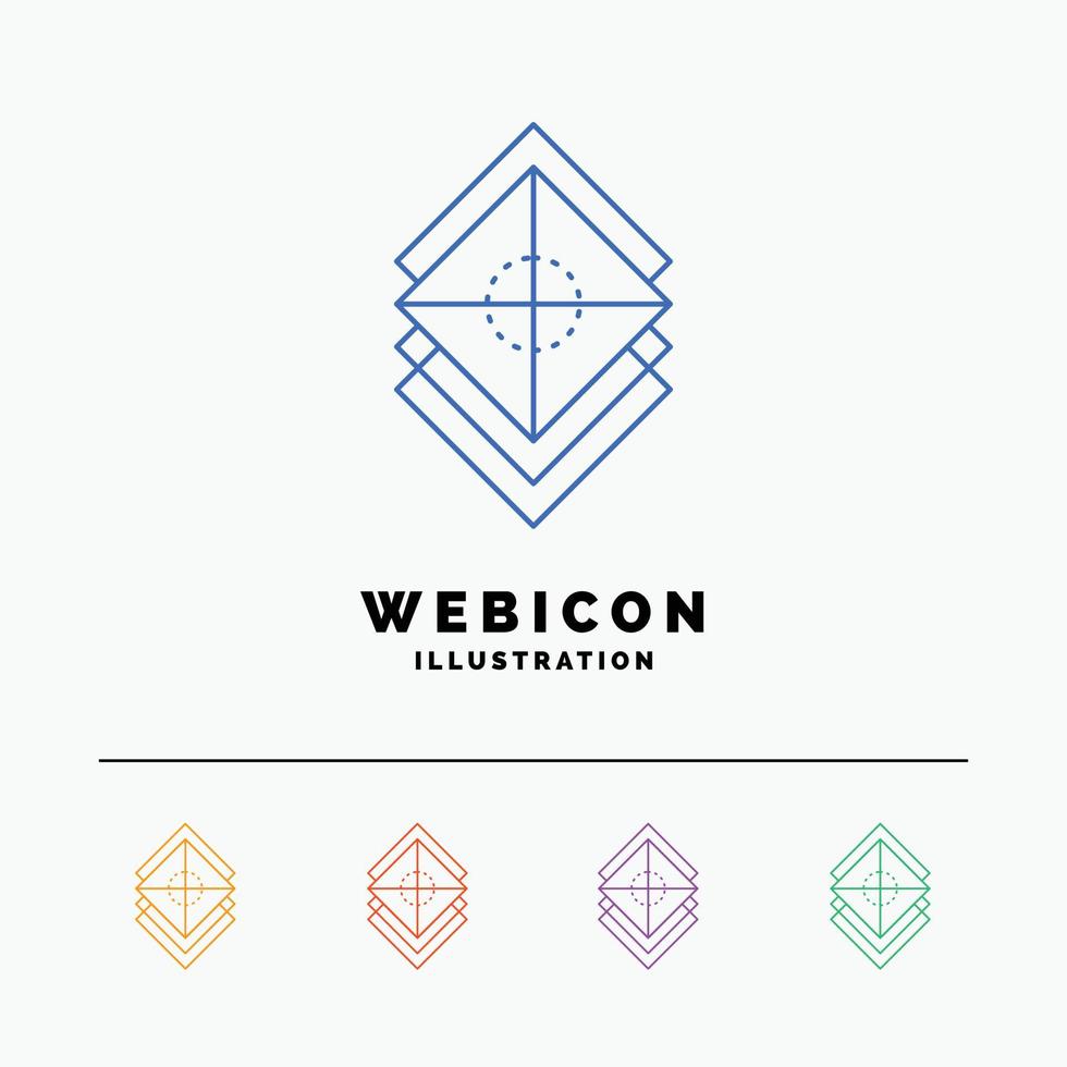 Arrange Design Layers Stack Layer 5 Color Line Web Icon Template Isolated On White Vector