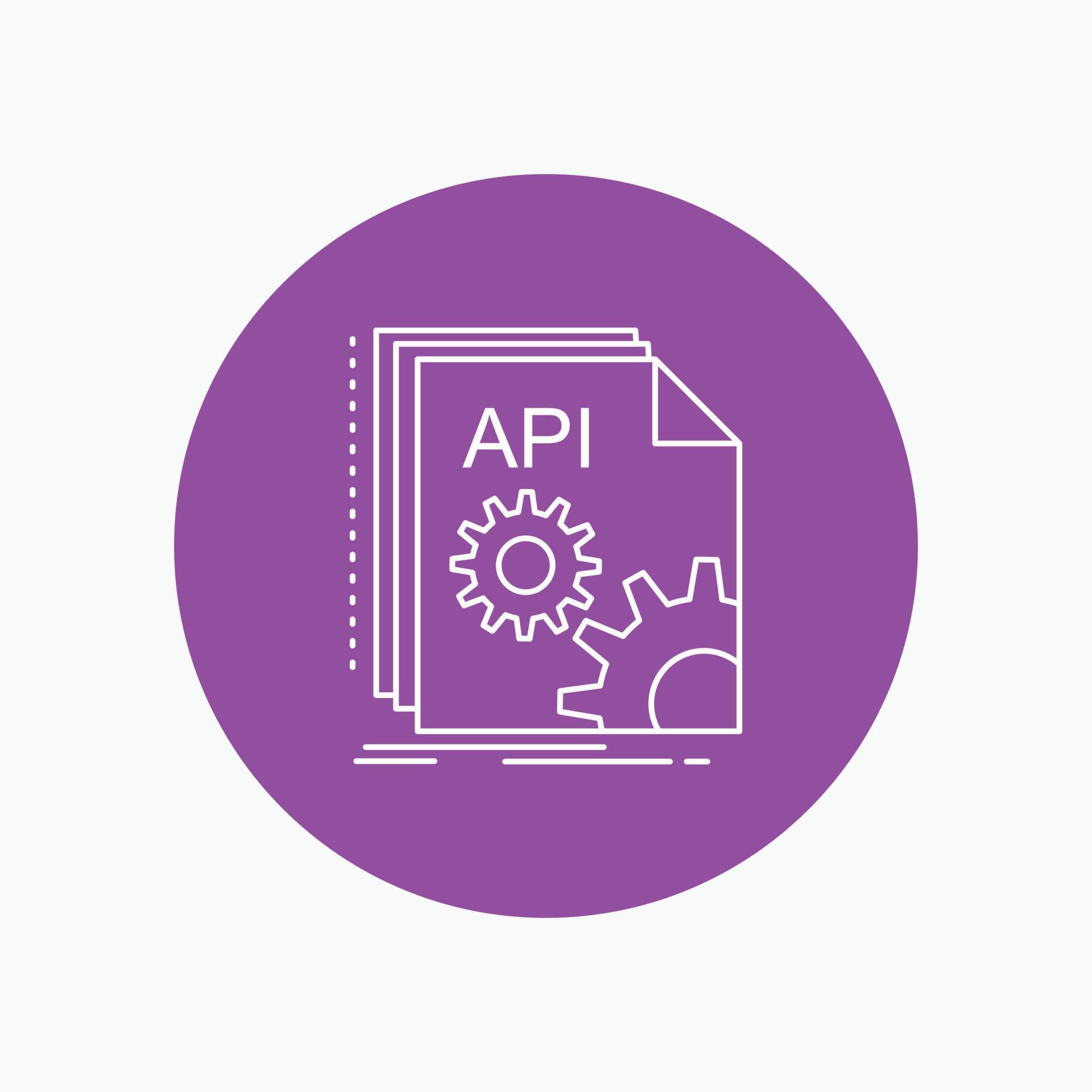 Api App Coding Developer Software White Line Icon In Circle