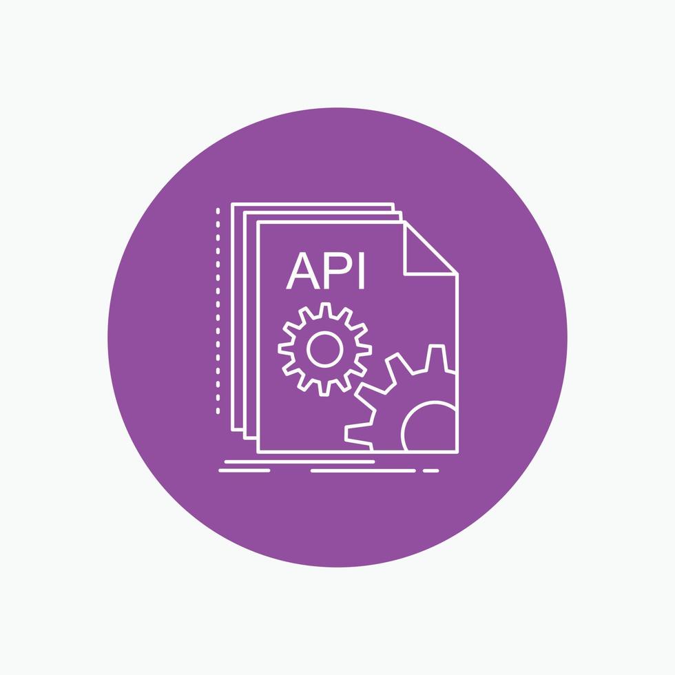Api App Coding Developer Software White Line Icon In Circle Background Vector Icon 2664
