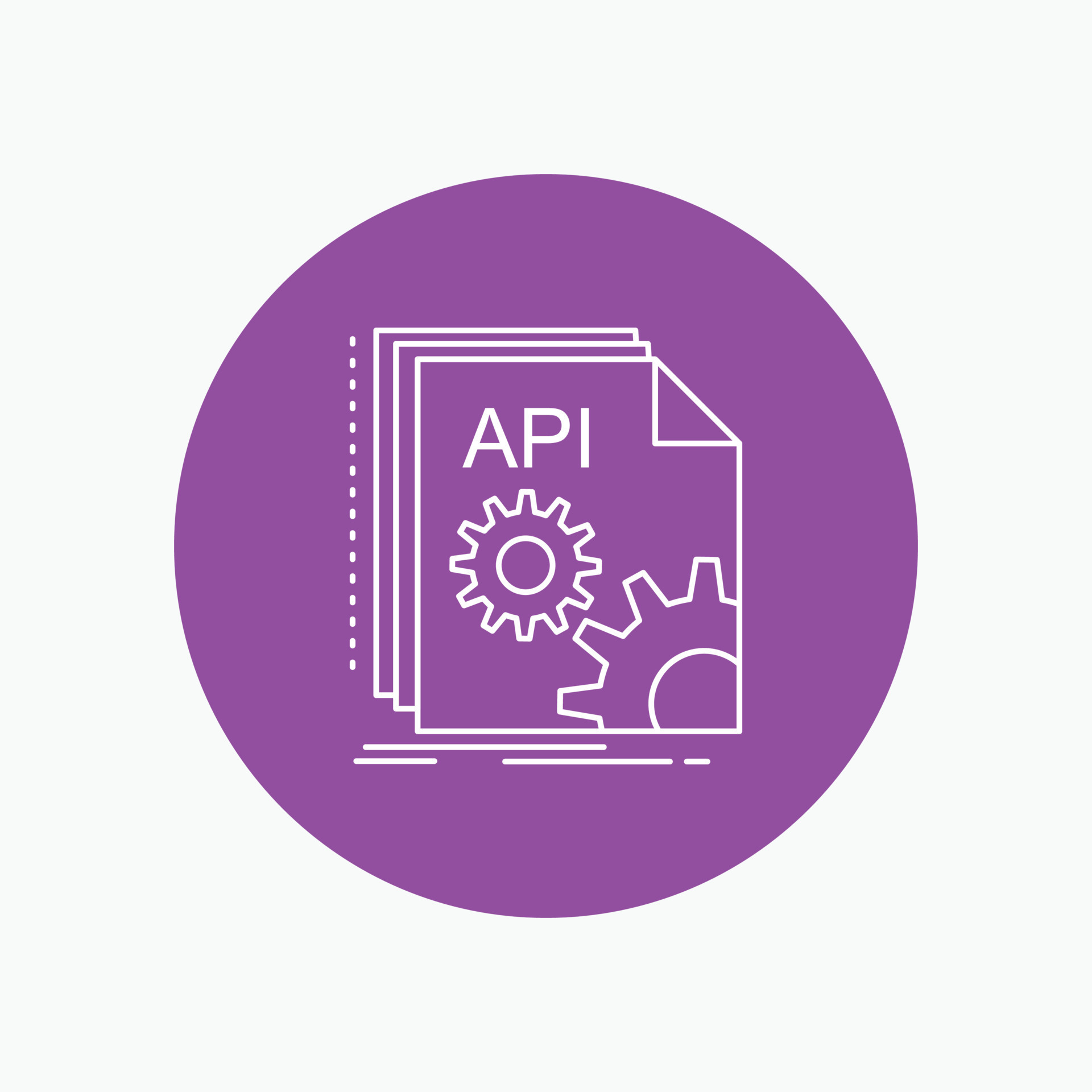 Api App Coding Developer Software White Line Icon In Circle Background Vector Icon