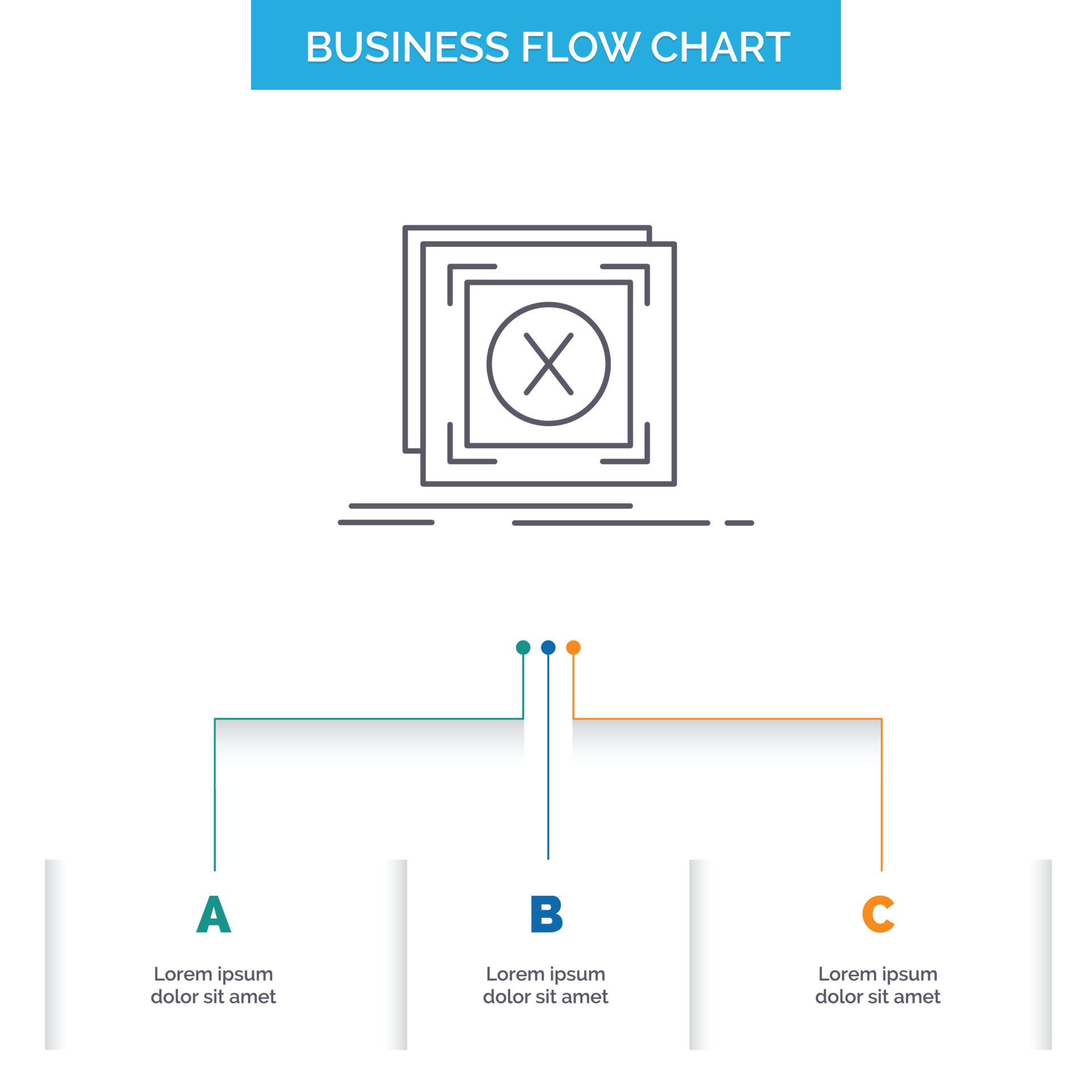 Error Application Message Problem Server Business Flow Chart Design With 3 Steps Line Icon