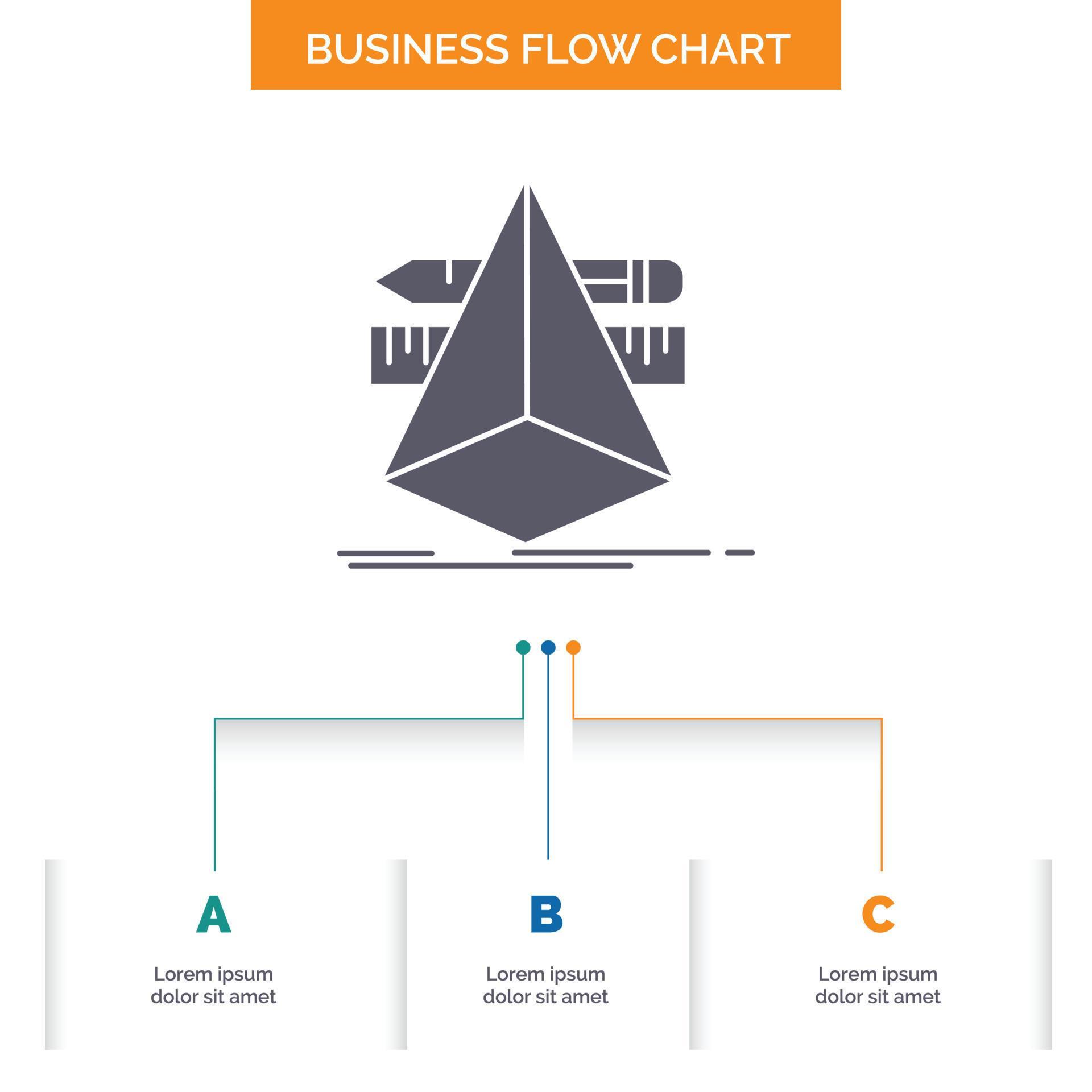 3d. design. designer. sketch. tools Business Flow Chart Design with 3 ...
