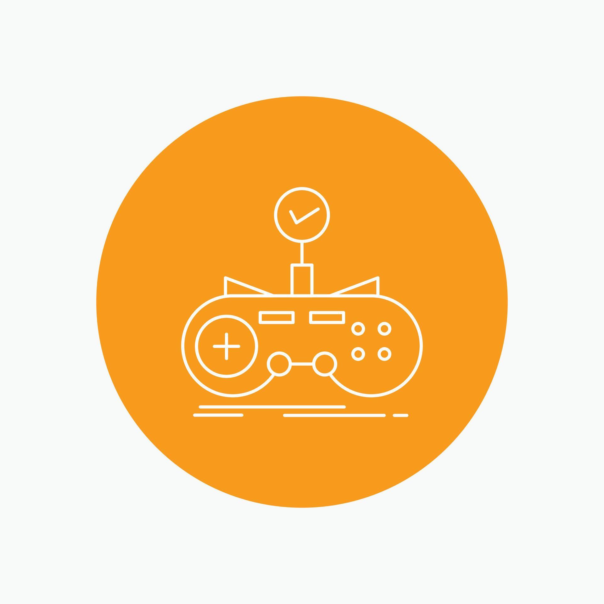 Check Controller Game Gamepad Gaming White Line Icon In Circle Background Vector Icon