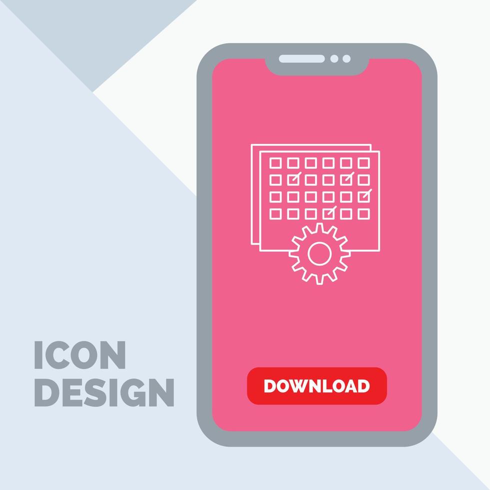 Event. management. processing. schedule. timing Line Icon in Mobile for ...