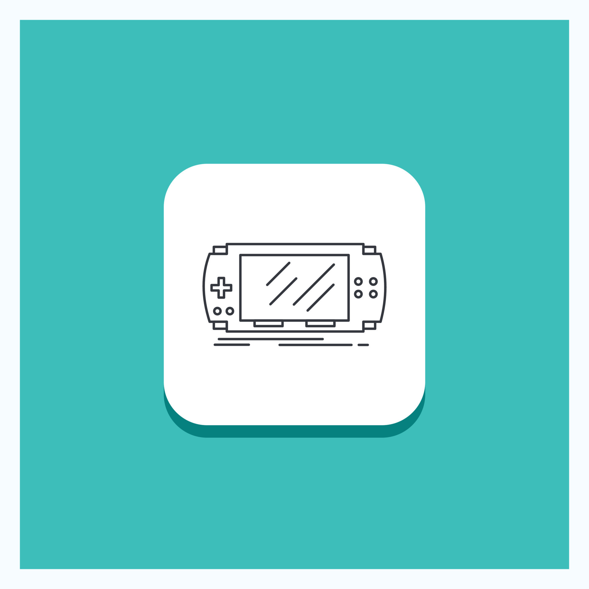 Round Button For Console Device Game Gaming Psp Line Icon Turquoise