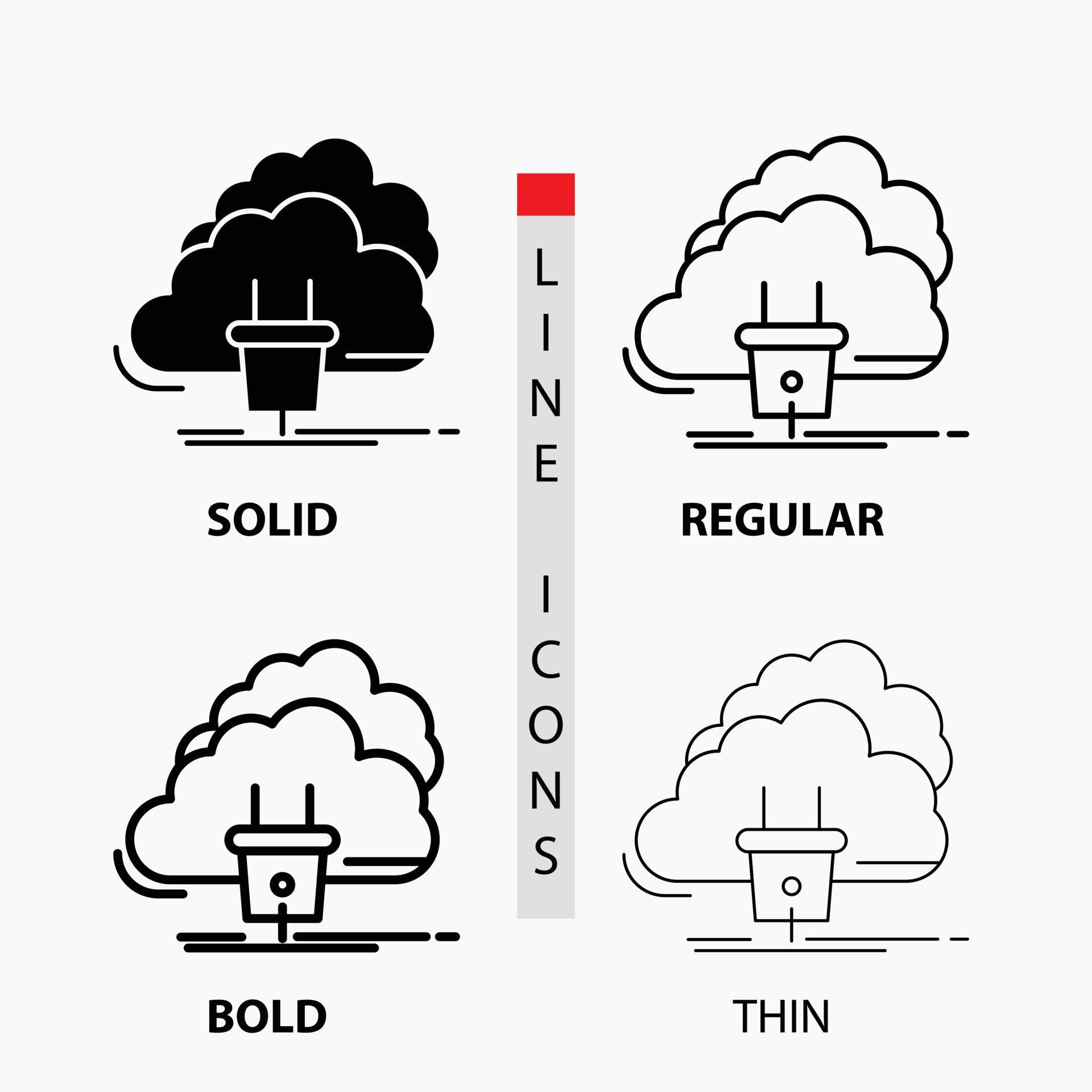 Cloud. connection. energy. network. power Icon in Thin. Regular. Bold Line and Glyph Style ...