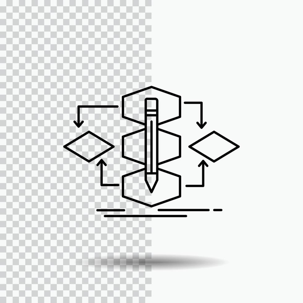 Algorithm. design. method. model. process Line Icon on Transparent Background. Black Icon Vector ...