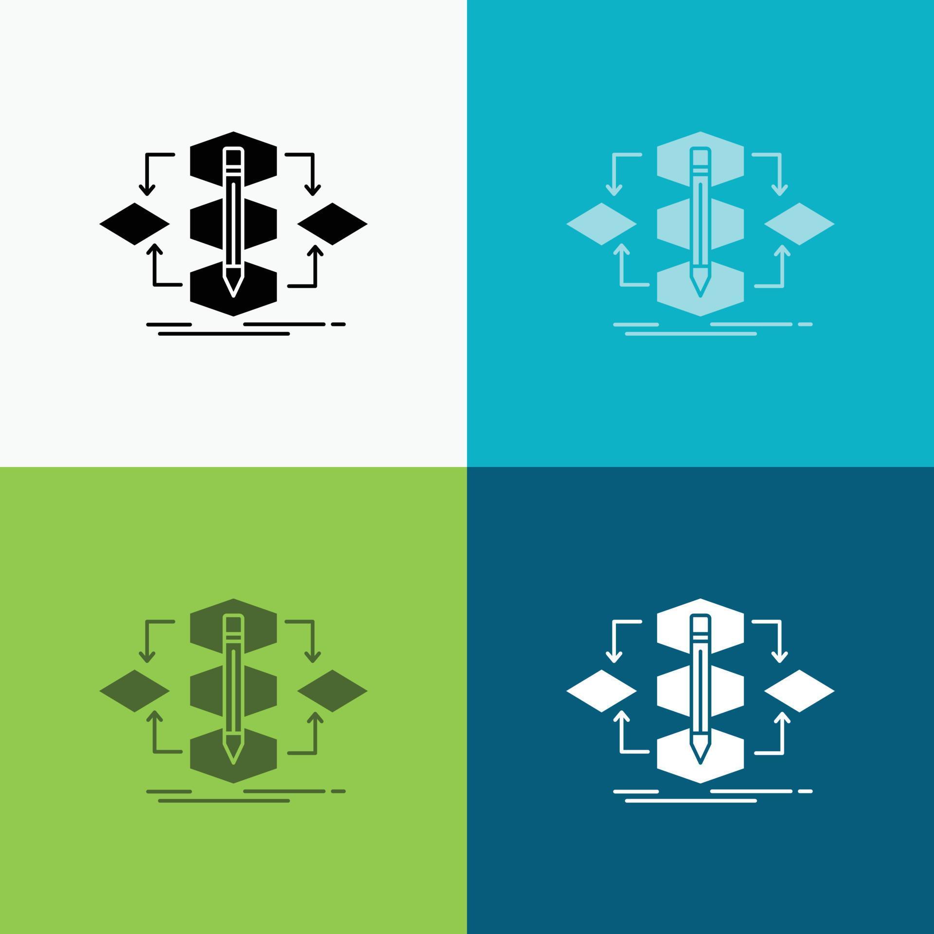 Algorithm. design. method. model. process Icon Over Various Background. glyph style design ...