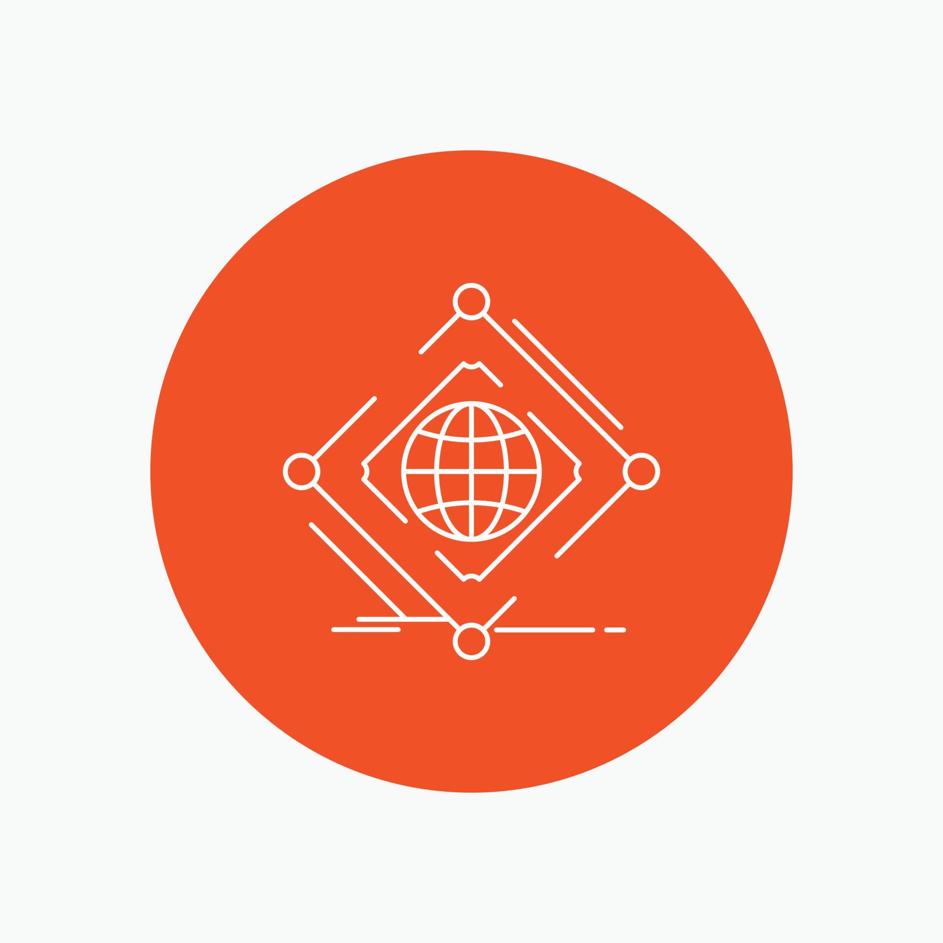 Complex. global. internet. net. web White Line Icon in Circle background. vector icon ...
