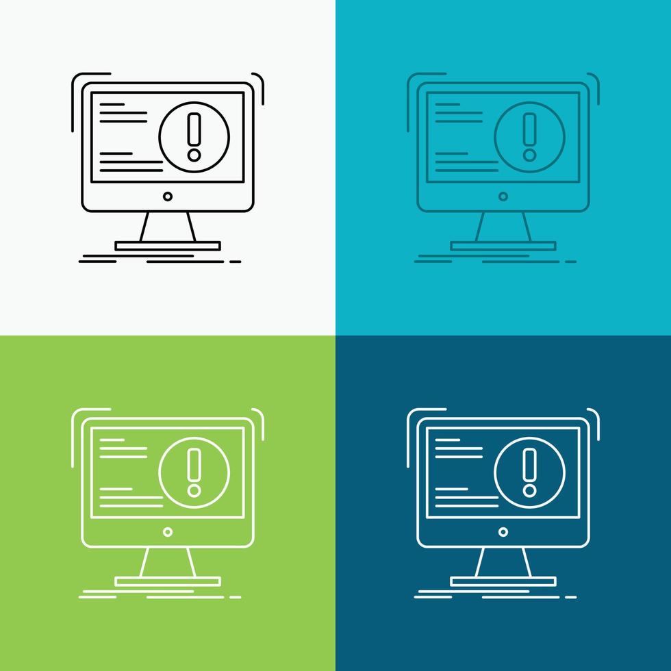 Alert. antivirus. attack. computer. virus Icon Over Various Background. Line style design ...