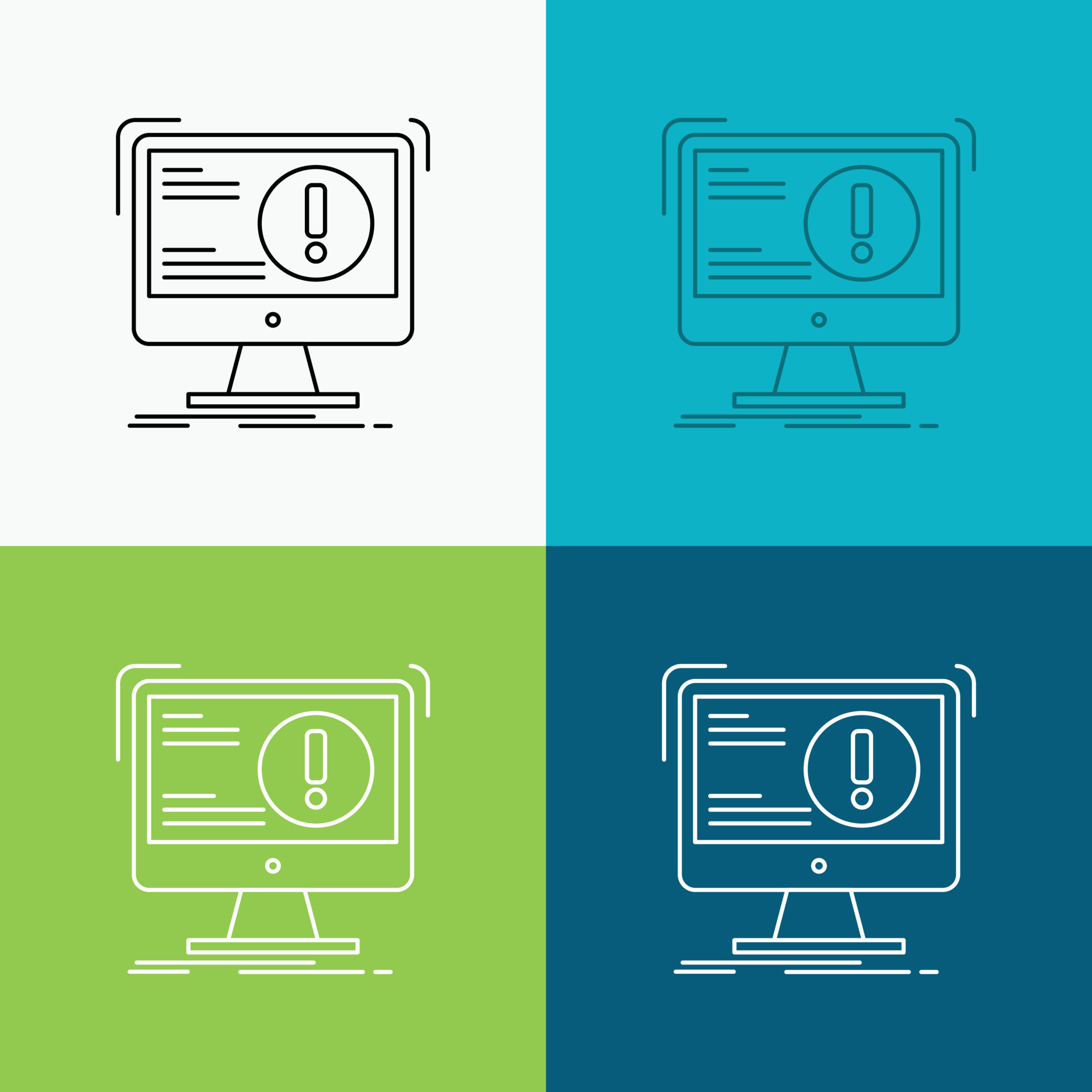 Alert. antivirus. attack. computer. virus Icon Over Various Background. Line style design ...