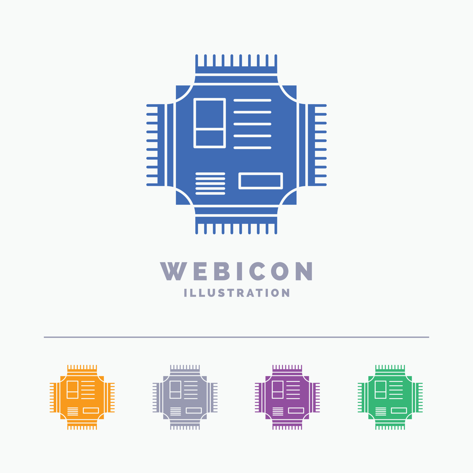 Chip Cpu Microchip Processor Technology 5 Color Glyph Web Icon Template Isolated On White