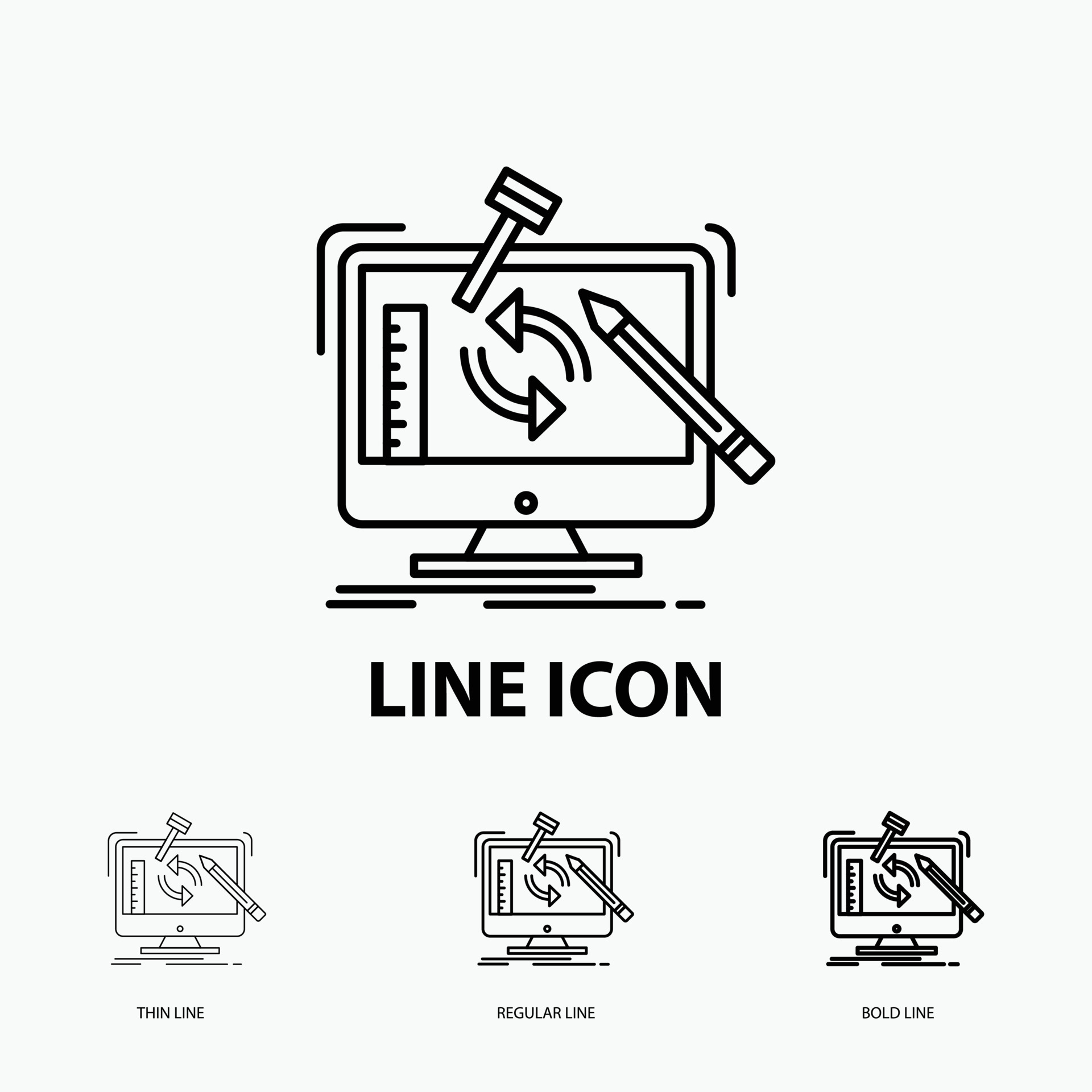 Engineering Project Tools Workshop Processing Icon In Thin Regular And Bold Line Style