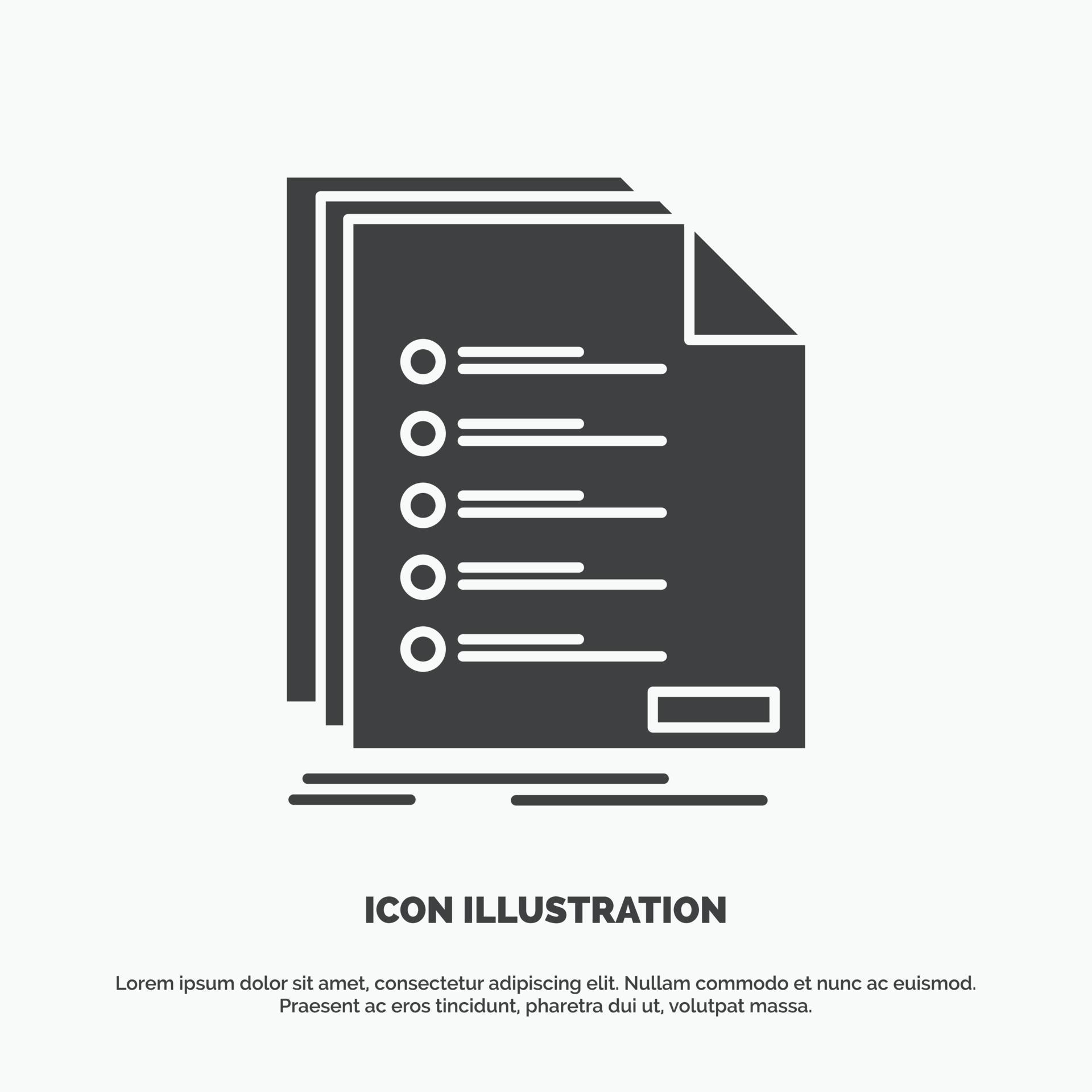 Check Filing List Listing Registration Icon Glyph Vector Gray Symbol For Ui And Ux Website