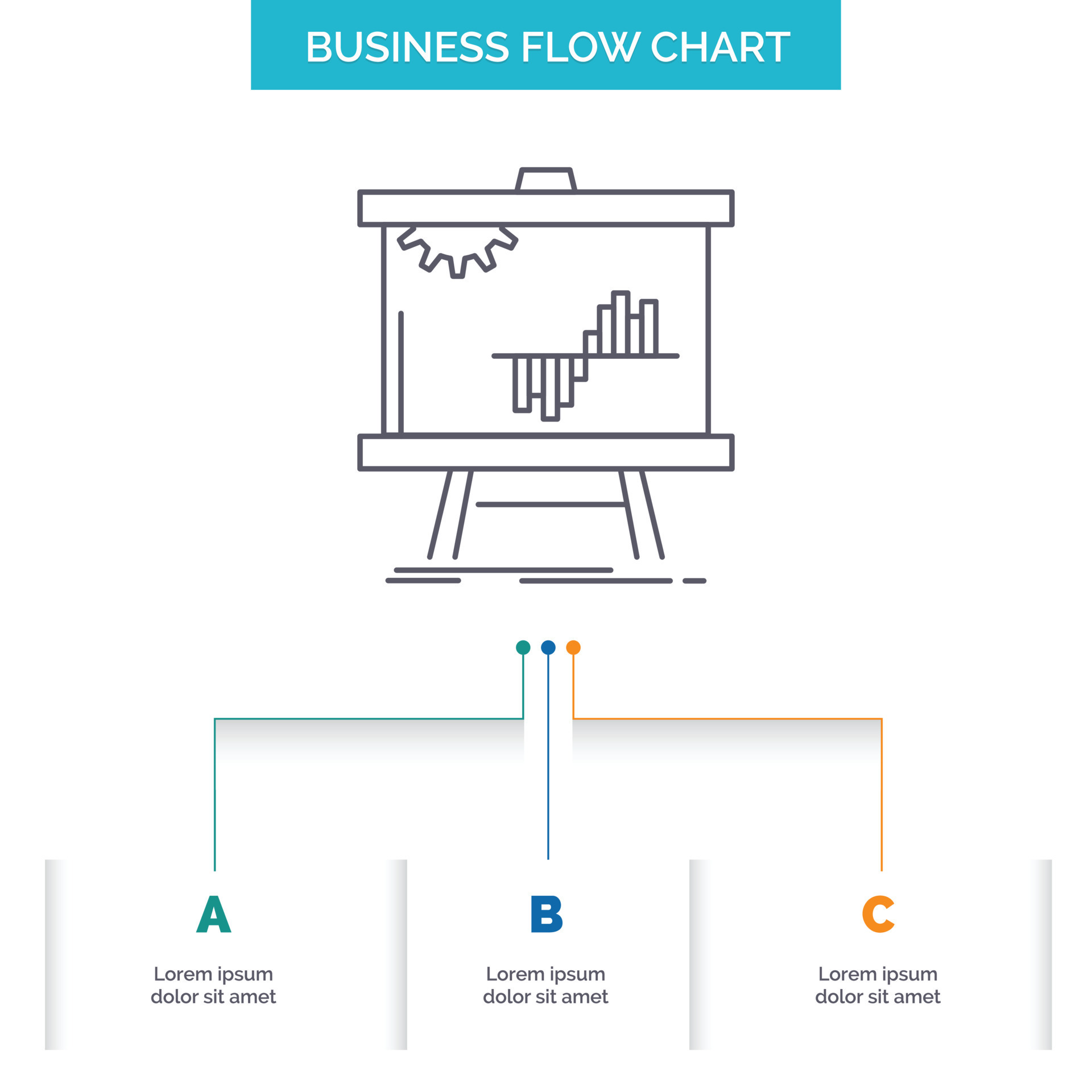 Business Chart Data Graph Stats Business Flow Chart Design With 3 Steps Line Icon For
