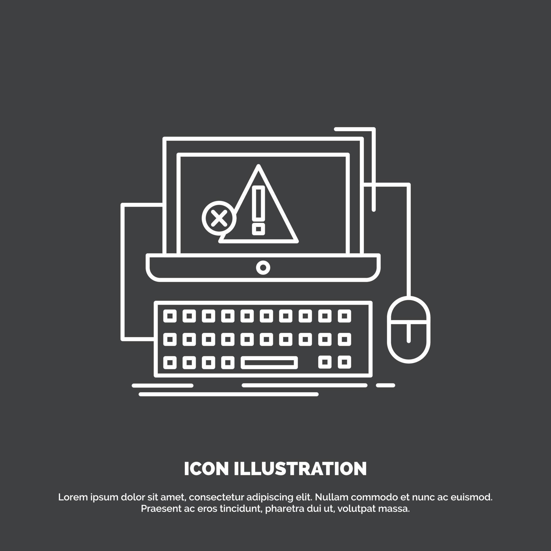 Computer. crash. error. failure. system Icon. Line vector symbol for UI and UX. website or ...