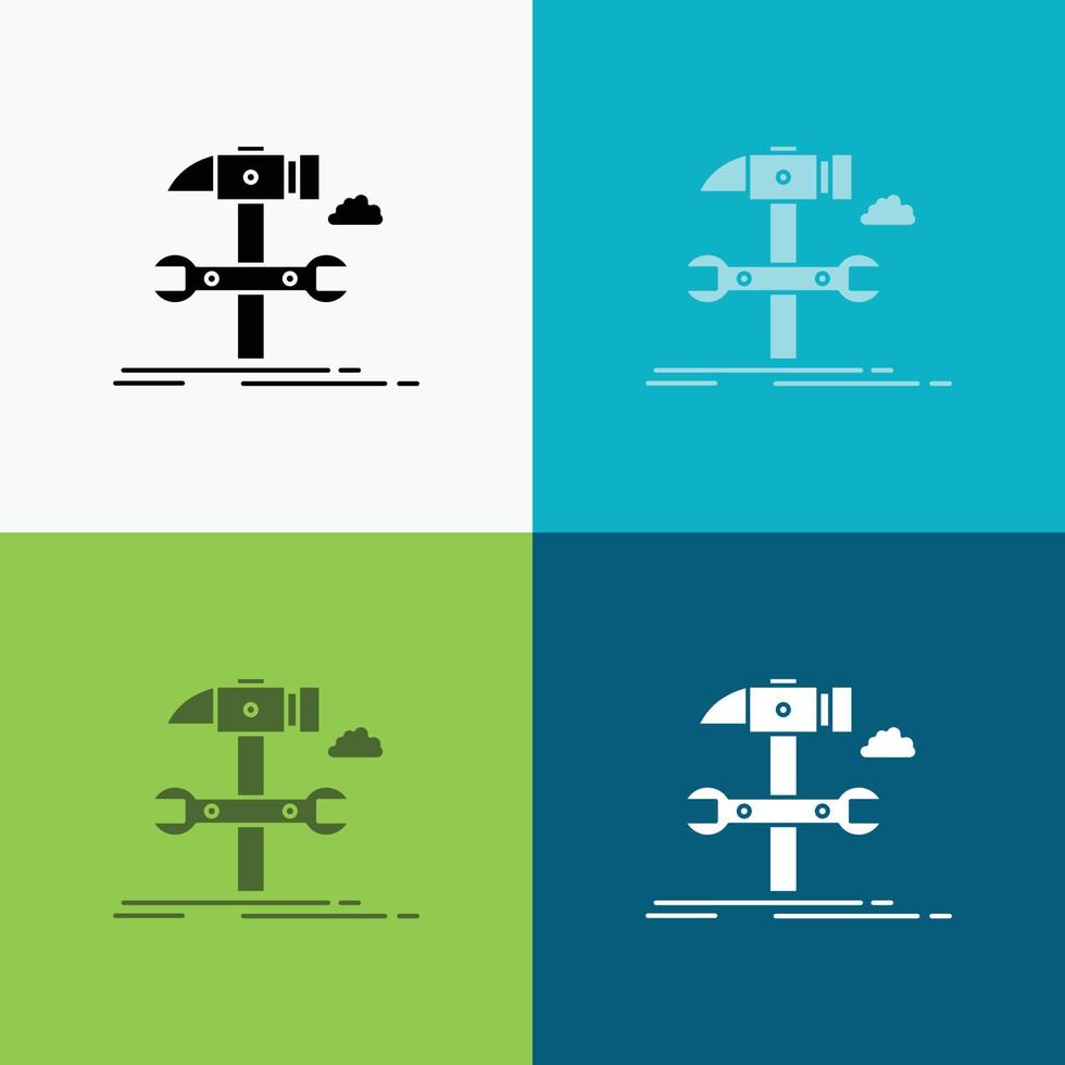 Build. engineering. hammer. repair. service Icon Over Various Background. glyph style design ...