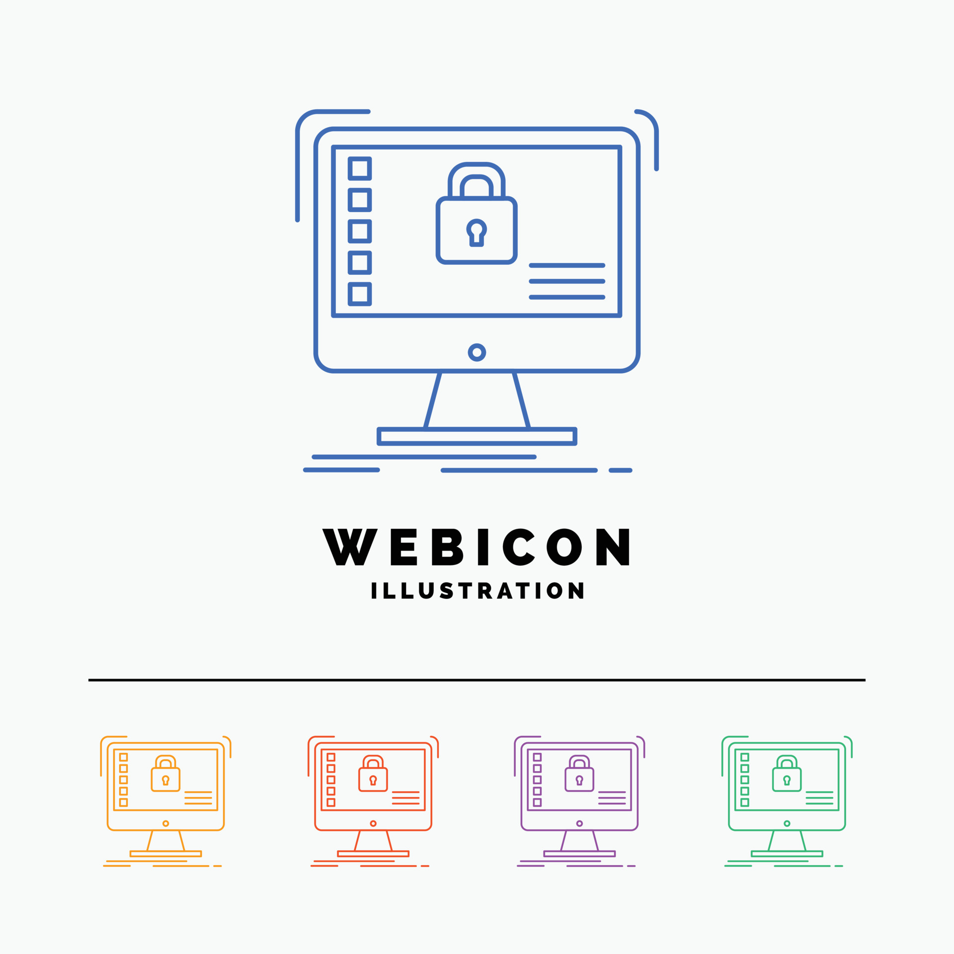 Secure Protection Safe System Data 5 Color Line Web Icon Template Isolated On White Vector