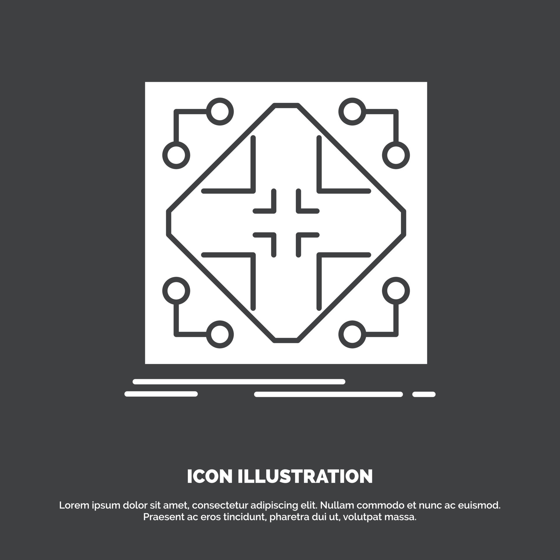 Data Infrastructure Network Matrix Grid Icon Glyph Vector Symbol