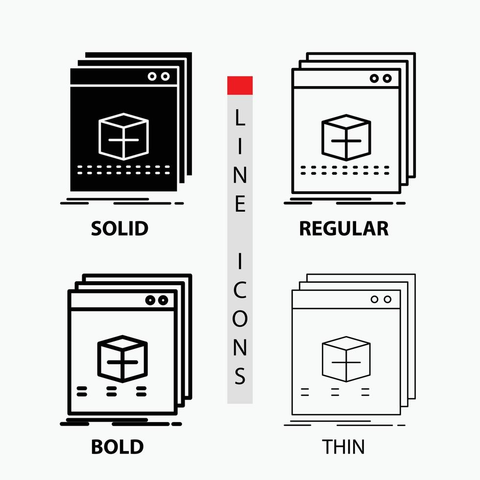 Software App Application File Program Icon In Thin Regular Bold Line And Glyph Style 3779