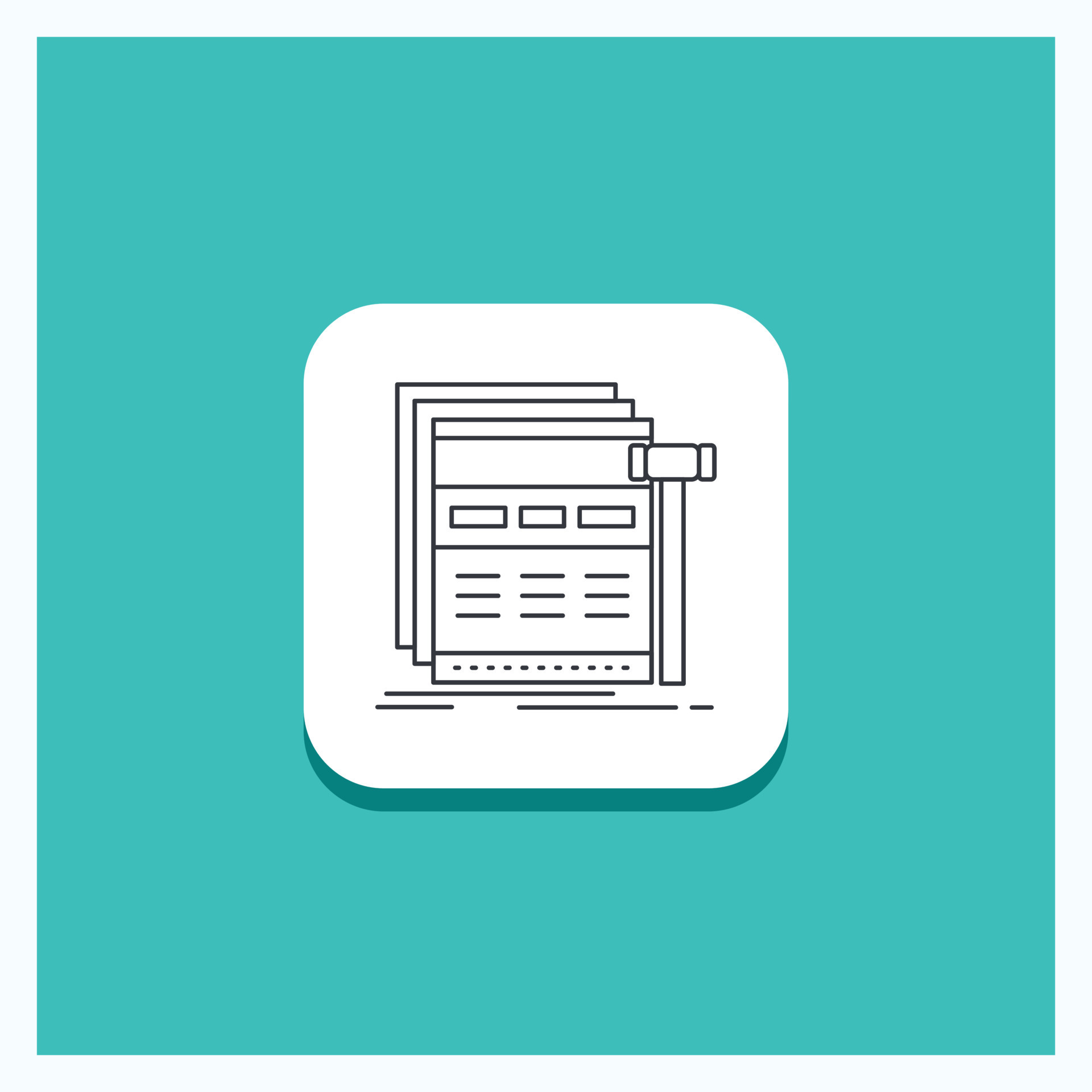 Round Button for Internet. page. web. webpage. wireframe Line icon Turquoise Background 12965746 ...