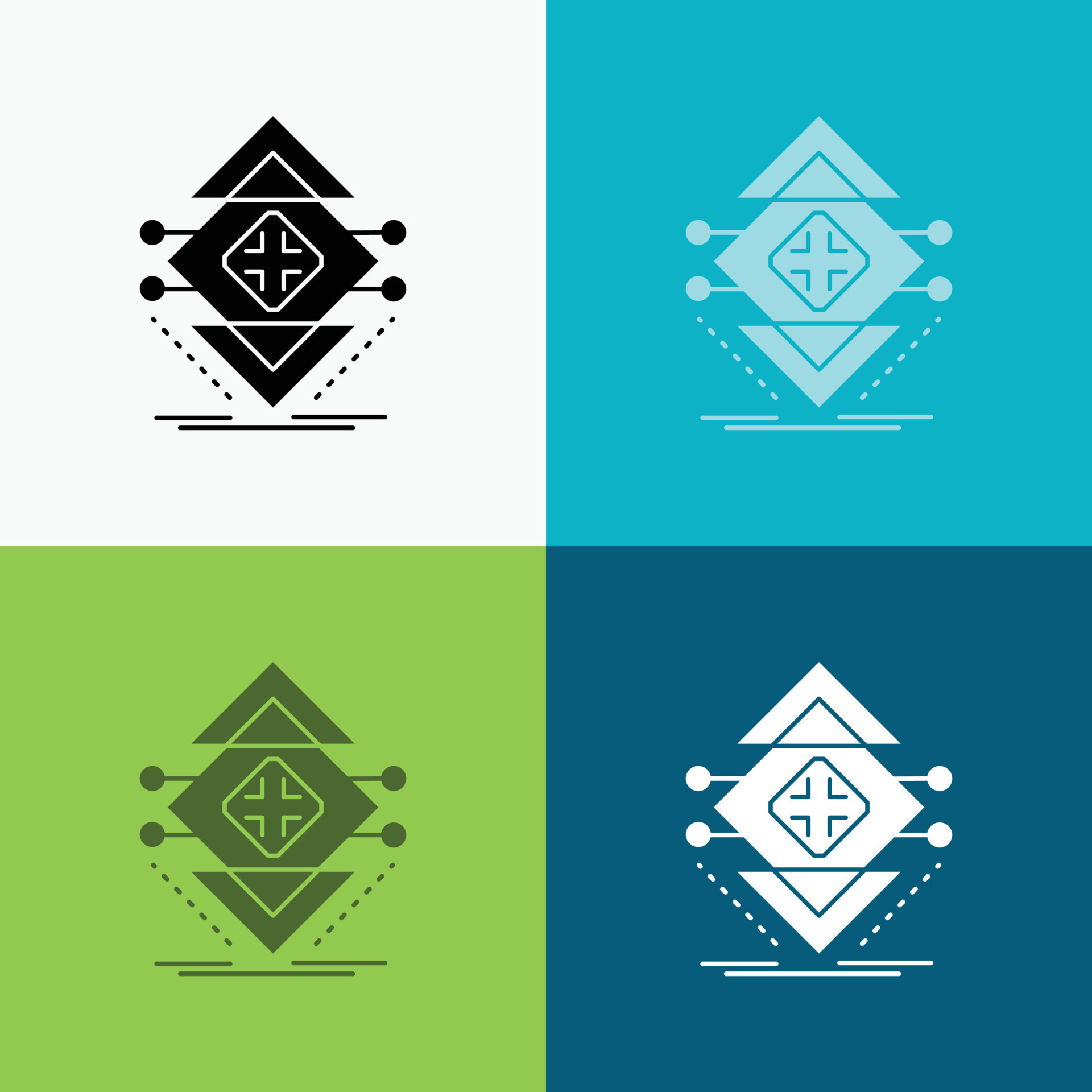 Computing Data Infrastructure Science Structure Icon Over Various Background Glyph Style