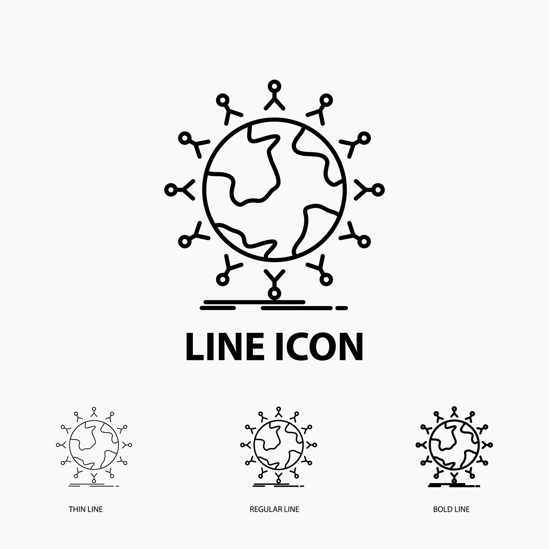 global. student. network. globe. kids Icon in Thin. Regular and Bold Line Style. Vector ...