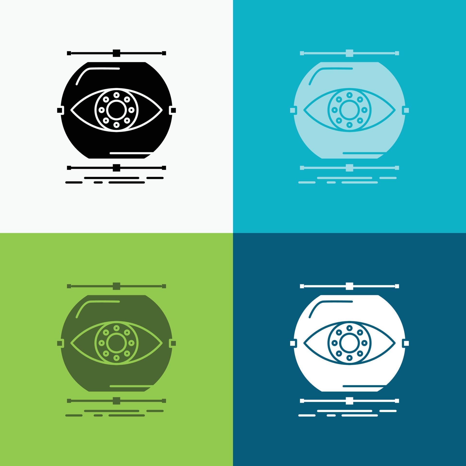 visualize. conception. monitoring. monitoring. vision Icon Over Various Background. glyph style ...