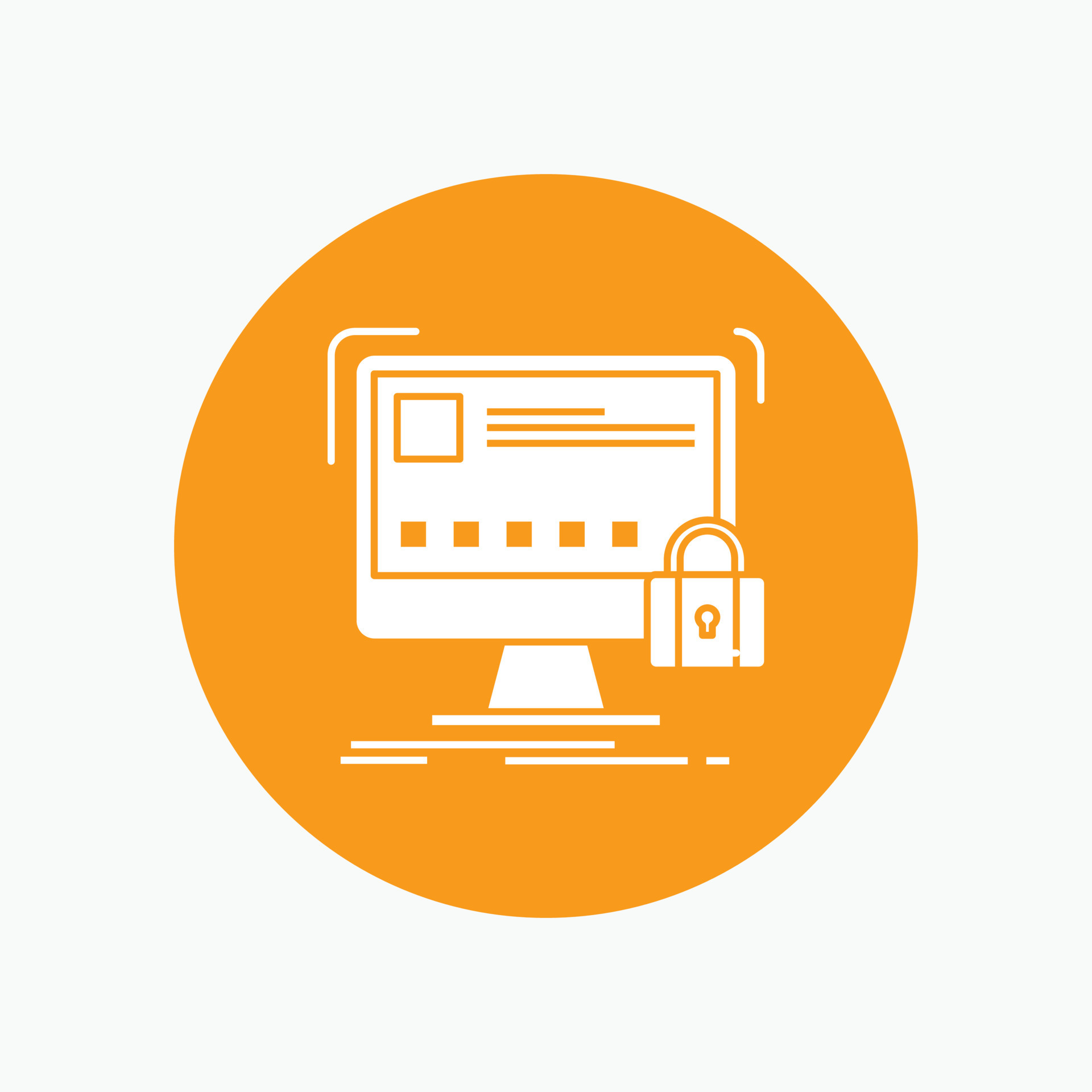 Protect Protection Lock Safety Secure White Glyph Icon In Circle Vector Button Illustration