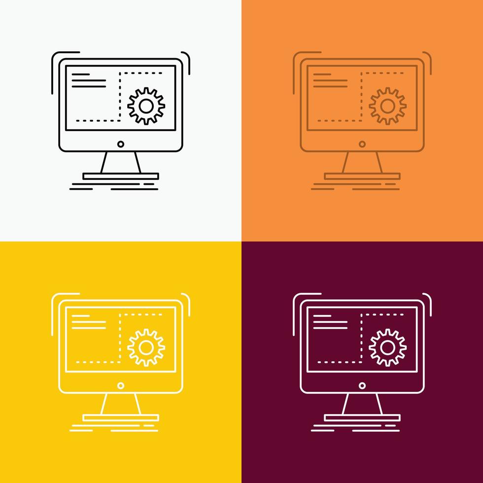 Command Computer Function Process Progress Icon Over Various Background Line Style Design
