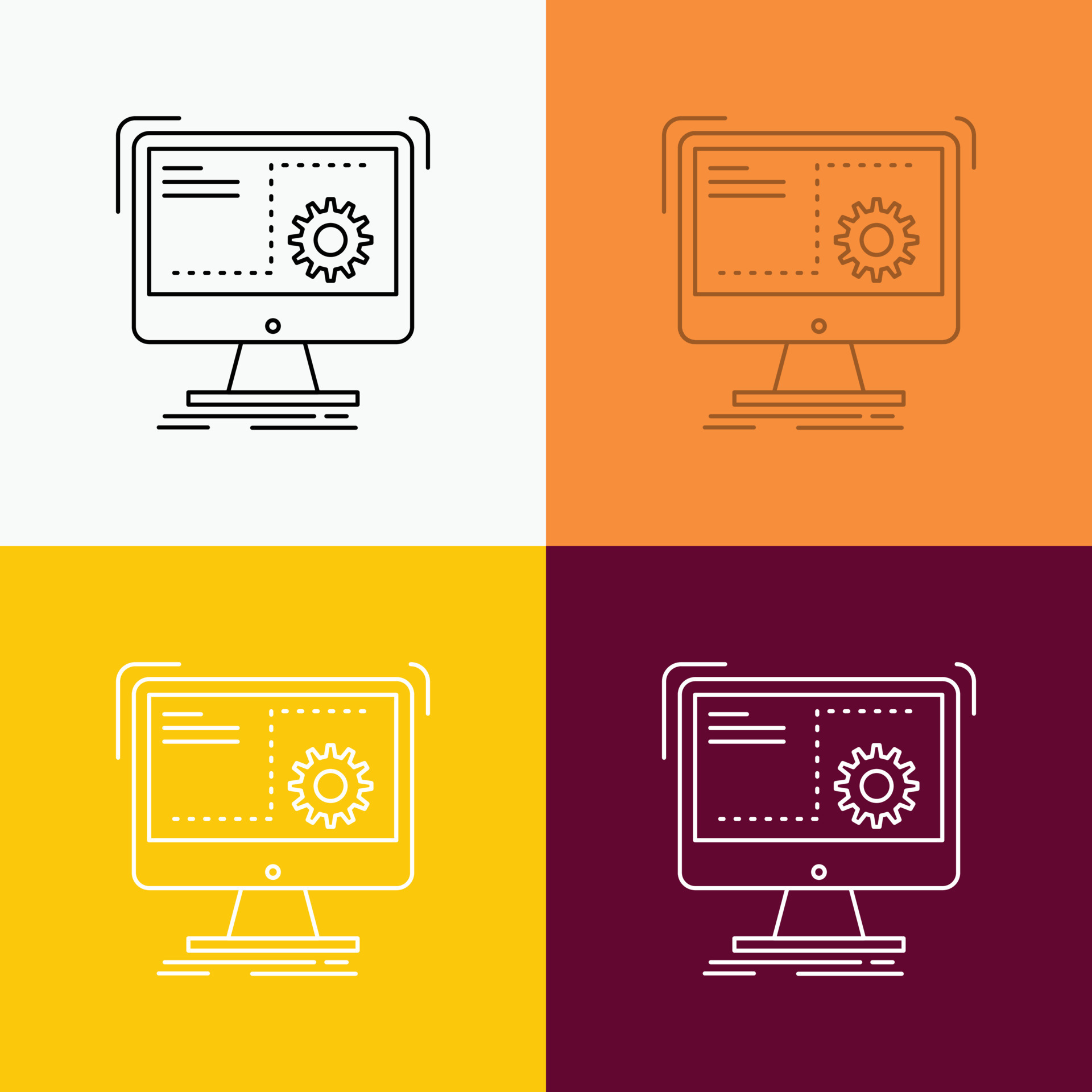 Command Computer Function Process Progress Icon Over Various Background Line Style Design