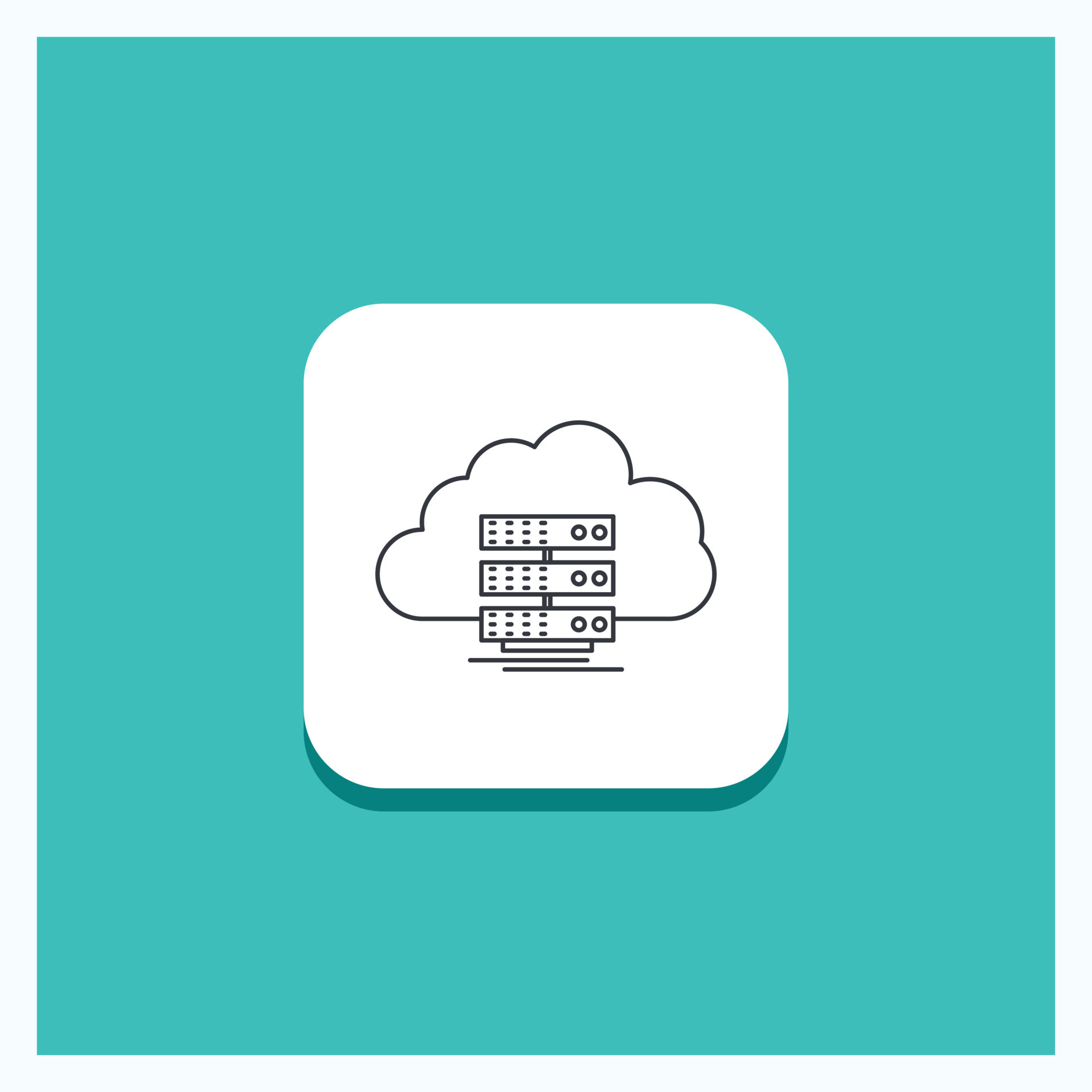 Round Button For Cloud Storage Computing Data Flow Line Icon