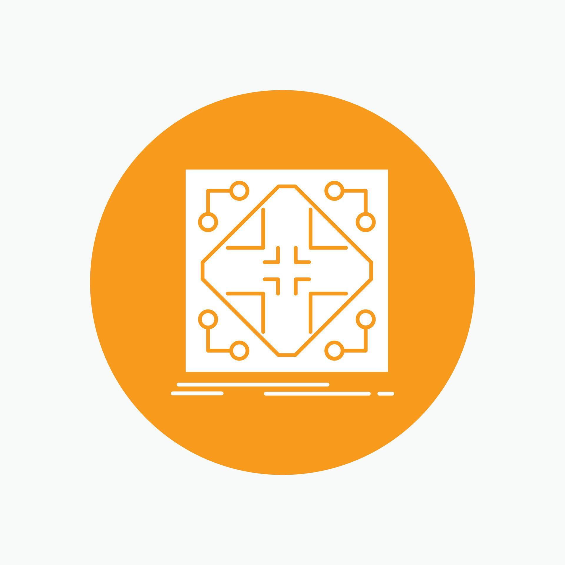 Data Infrastructure Network Matrix Grid White Glyph Icon In Circle Vector Button